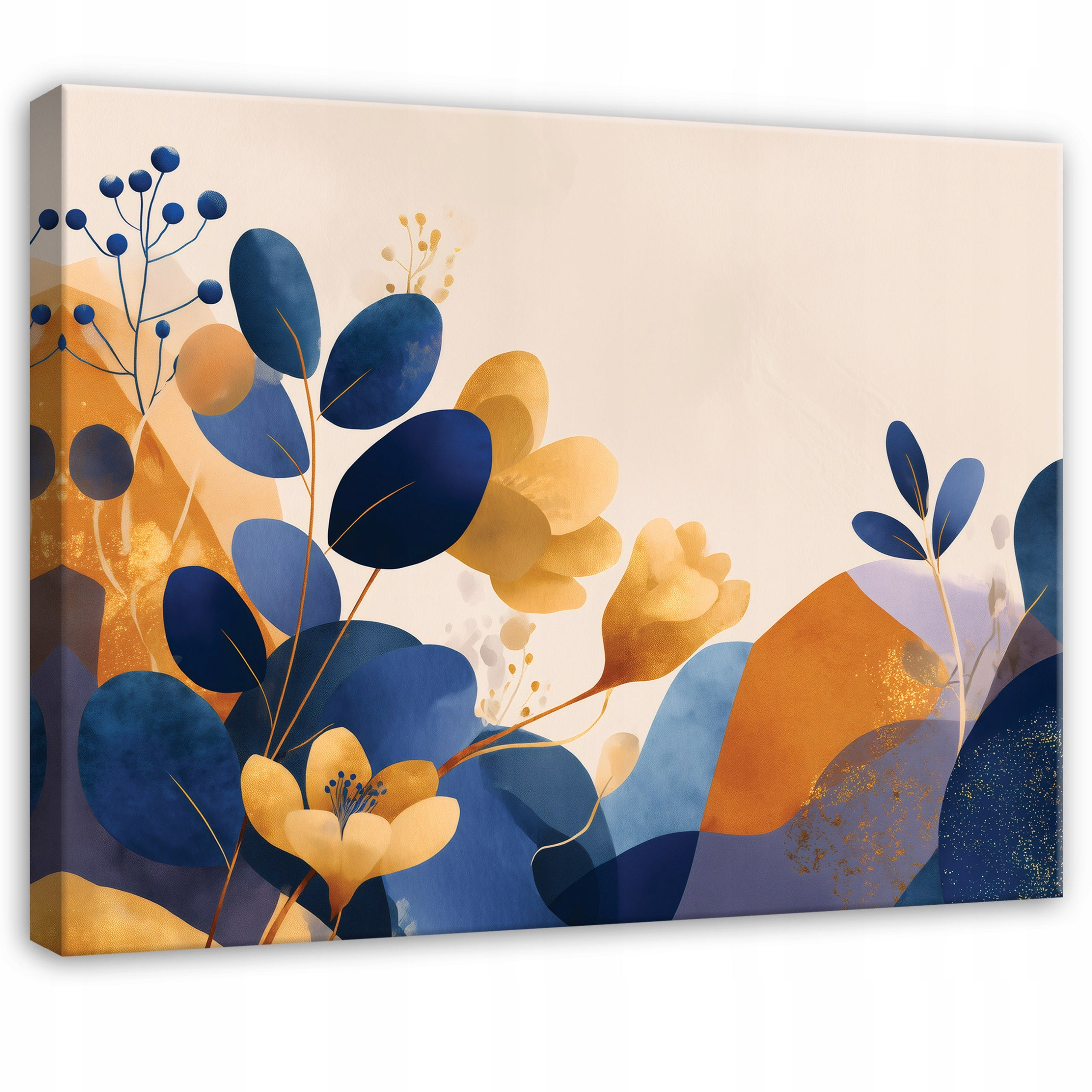 Tableau Décoration Murale Impression Sur Toile Abstrait Bleu Feuilles ...