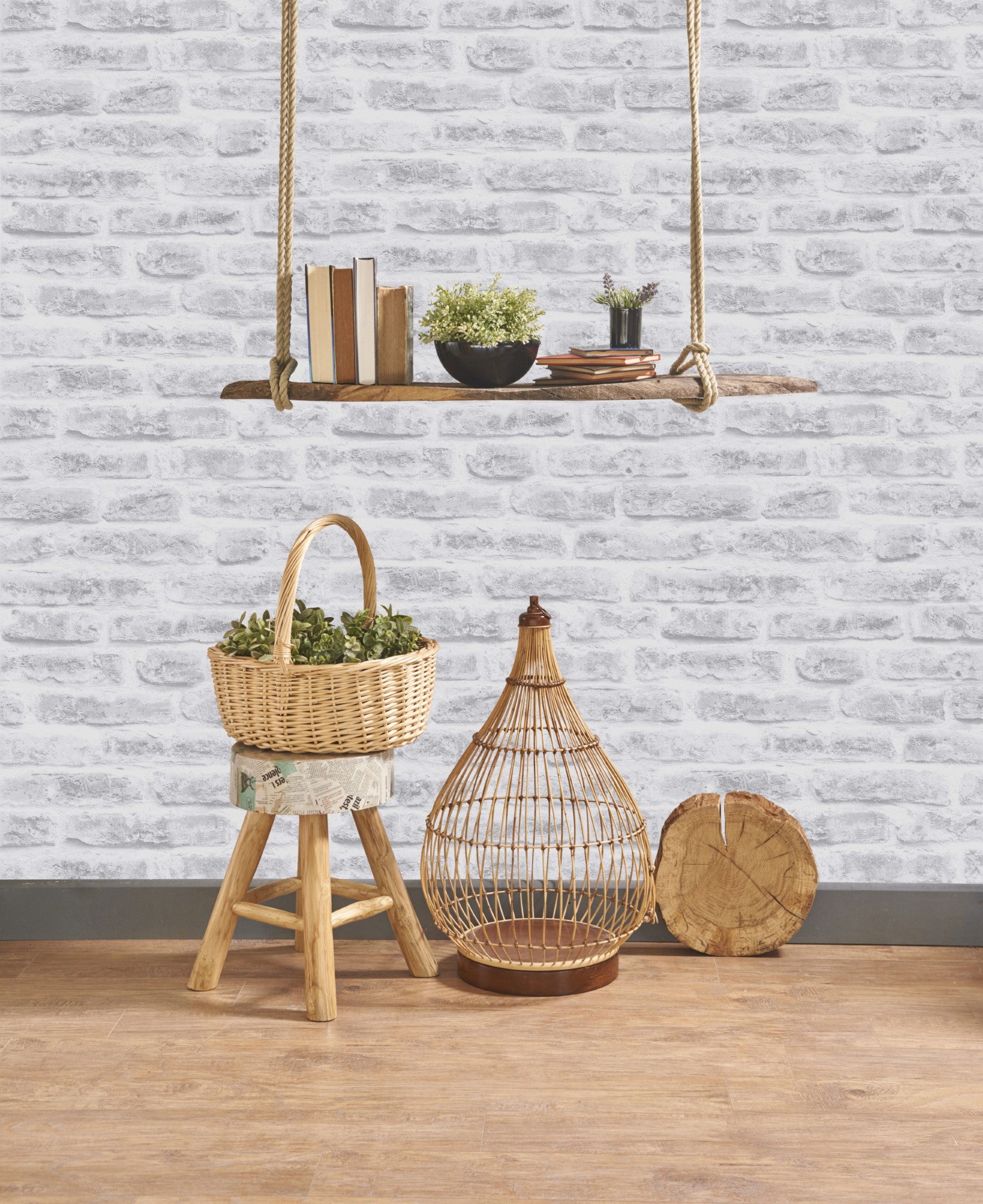 Papel pintado Industrial Bricks Loft 1005 x 52cm Blanco | Leroy Merlin