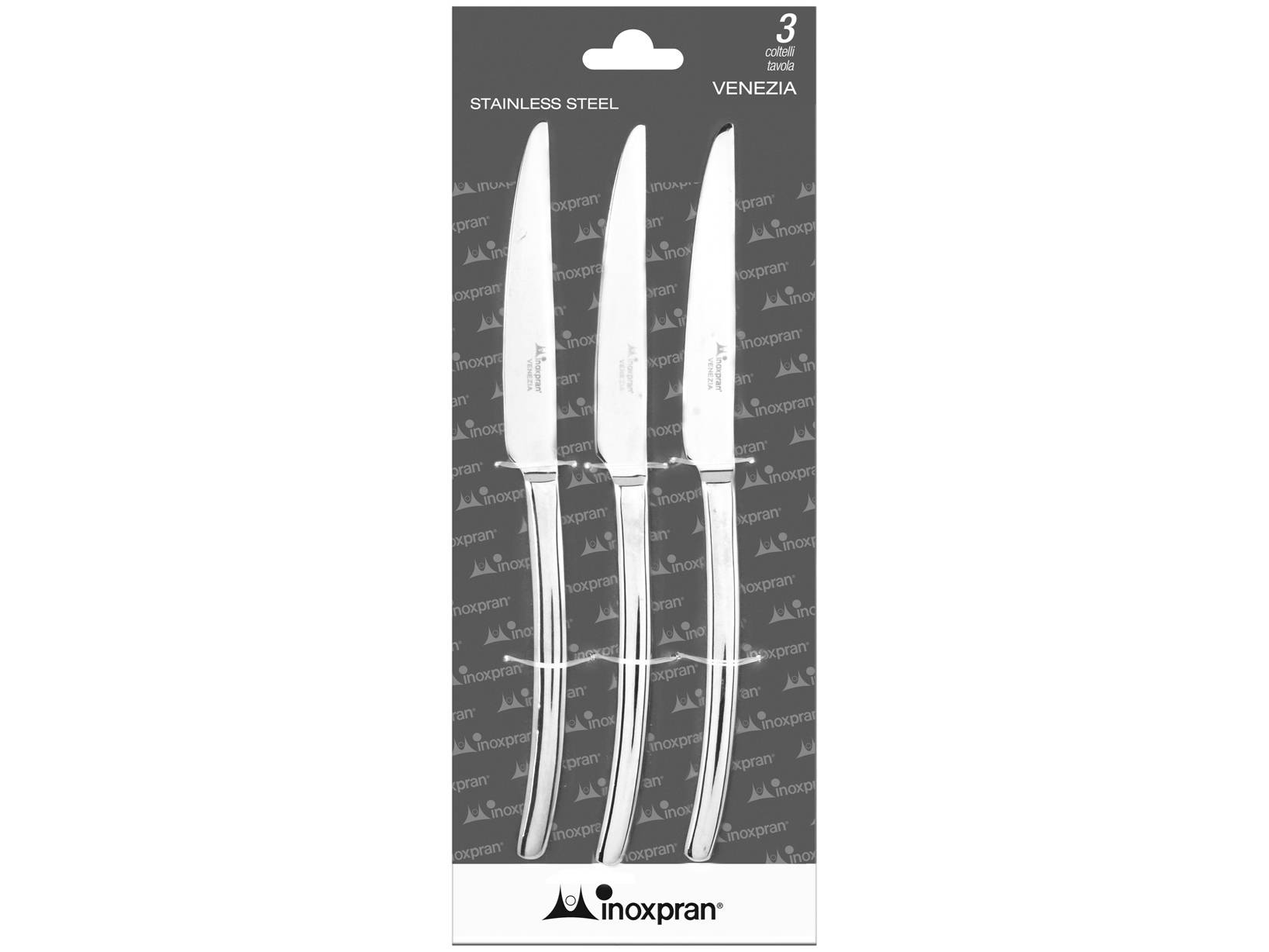 Pack de 3 Cuchillos de Mesa de Acero Inoxidable 18/10 Venezia Gris ...