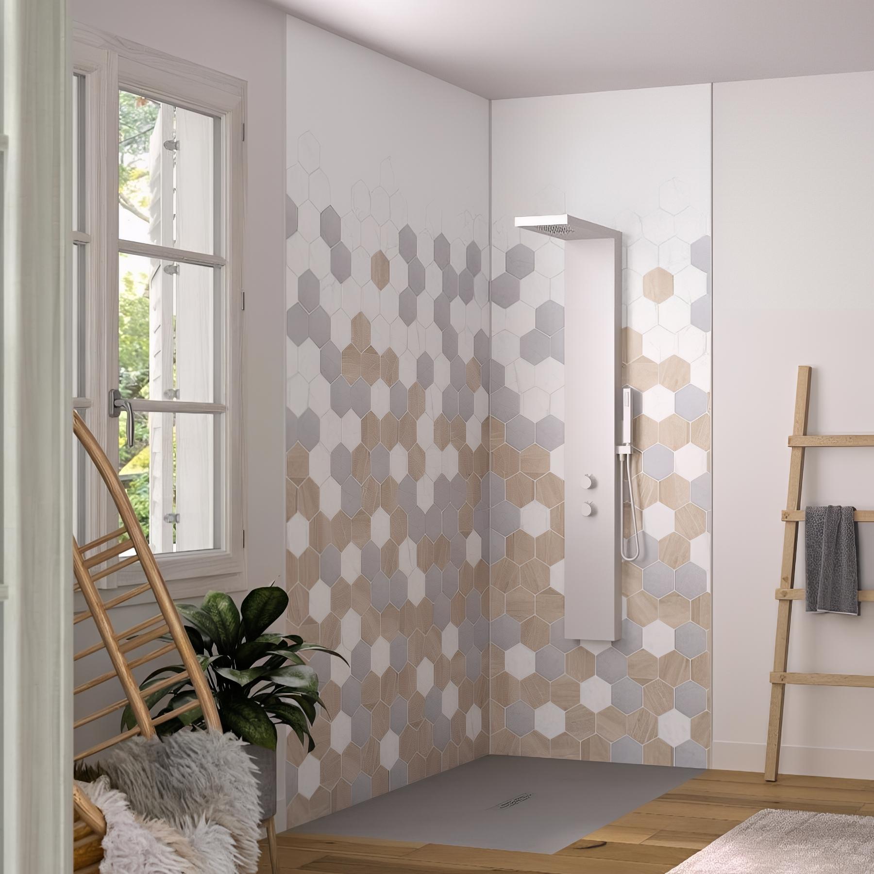 Panel de pared para baño Kinéwall Diseño 3 mm 100x202 trilogía tomette ...