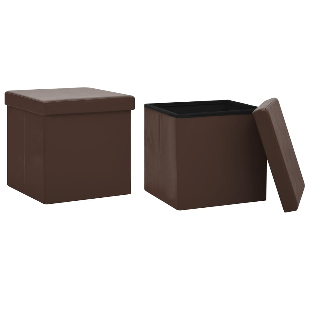 Tabourets de rangement pliants 2 pcs PVC marron | Leroy Merlin