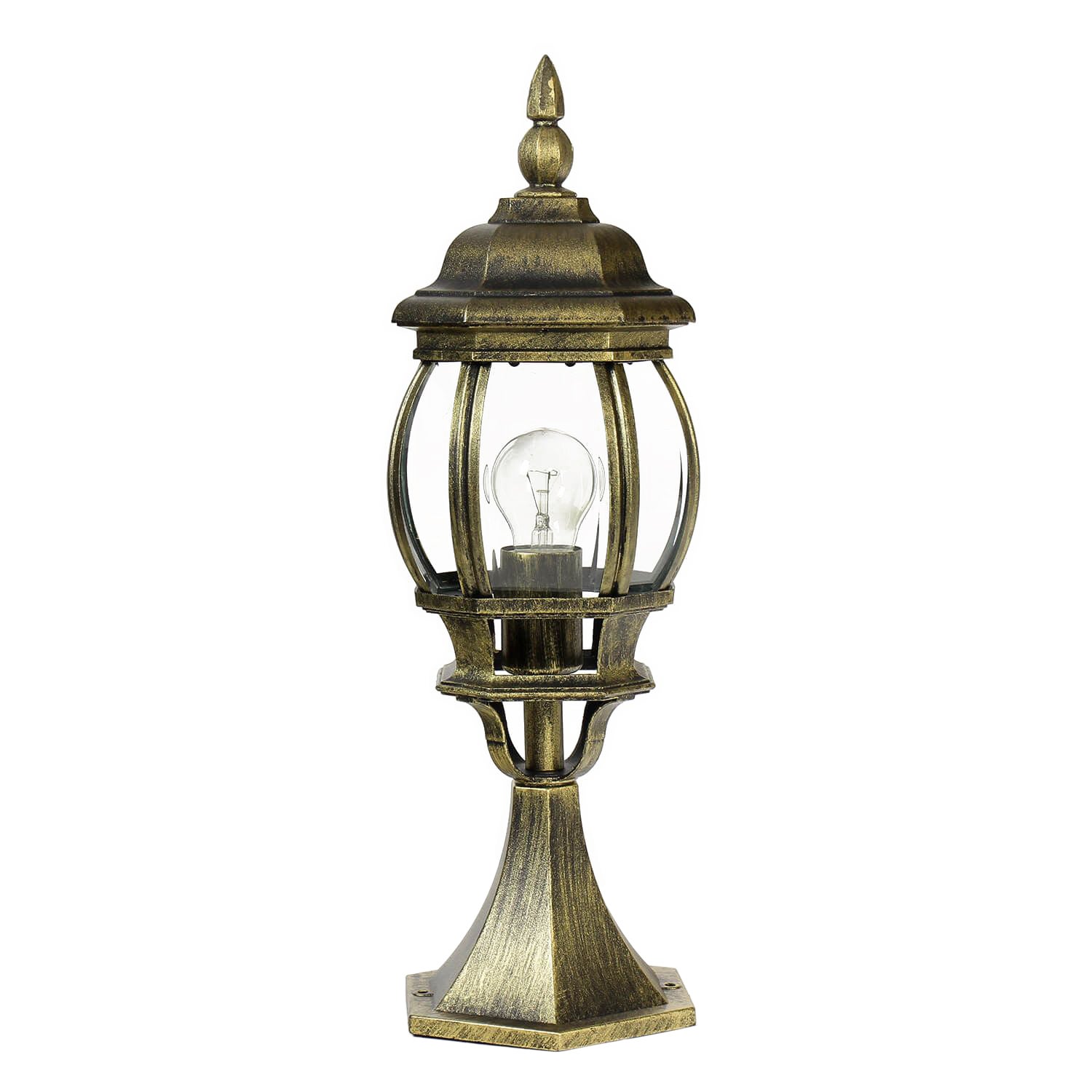 Lampe d'allée Aluminium Verre doré antique IP23 Terrasse Jardin 50,5 cm ...