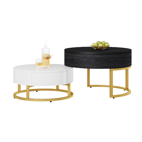 Table Basse Dorée Table Basse Empilable Avec 2 Tiroirs Table D 5855