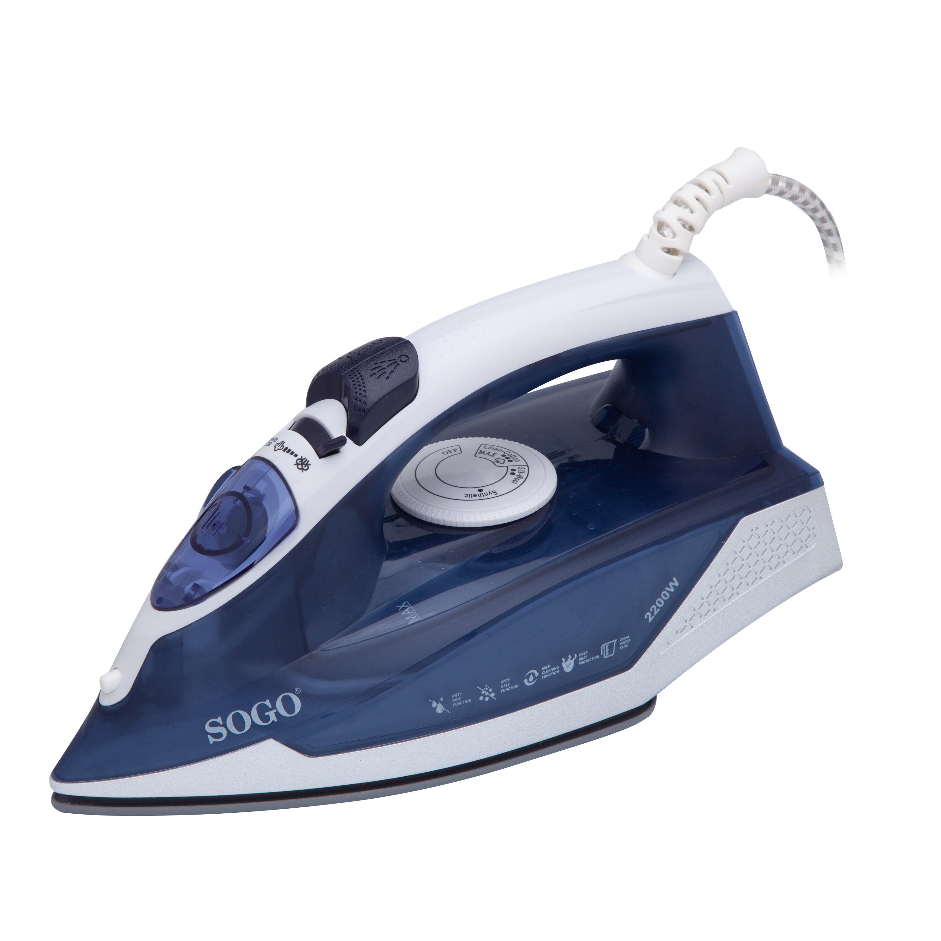 Ferro da stiro a vapore elettrico 2200W, piastra ceramica, serbatoio ...
