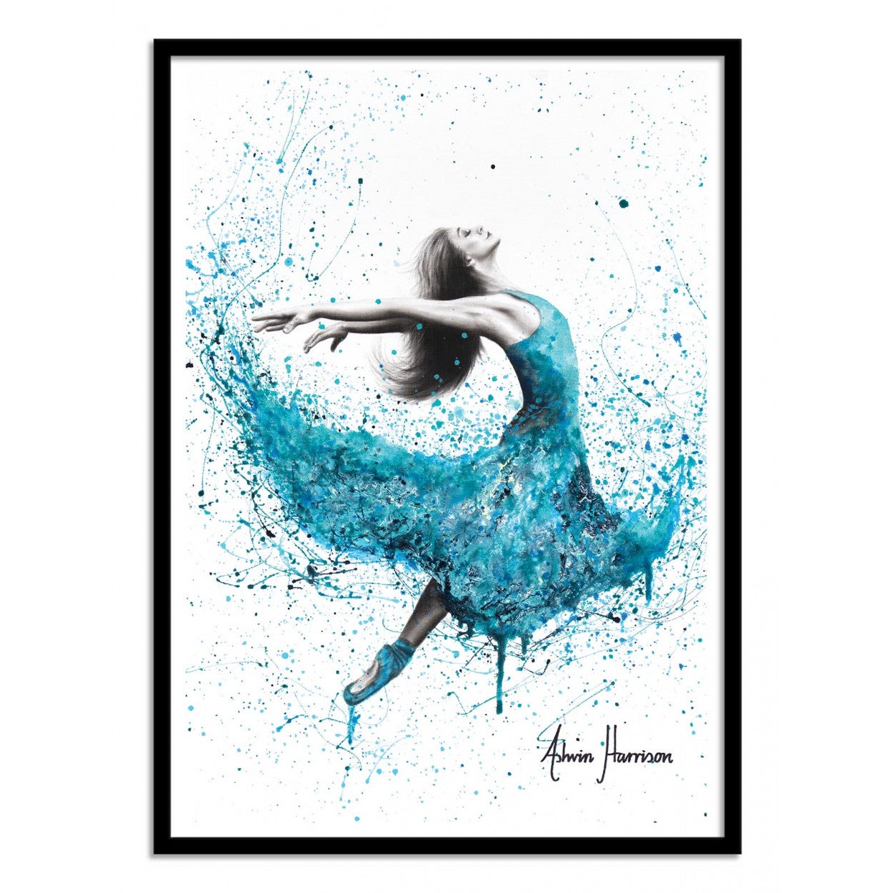 Art-Poster - Turquoise Rain dancer - Ashvin Harrison - con cornice nera ...