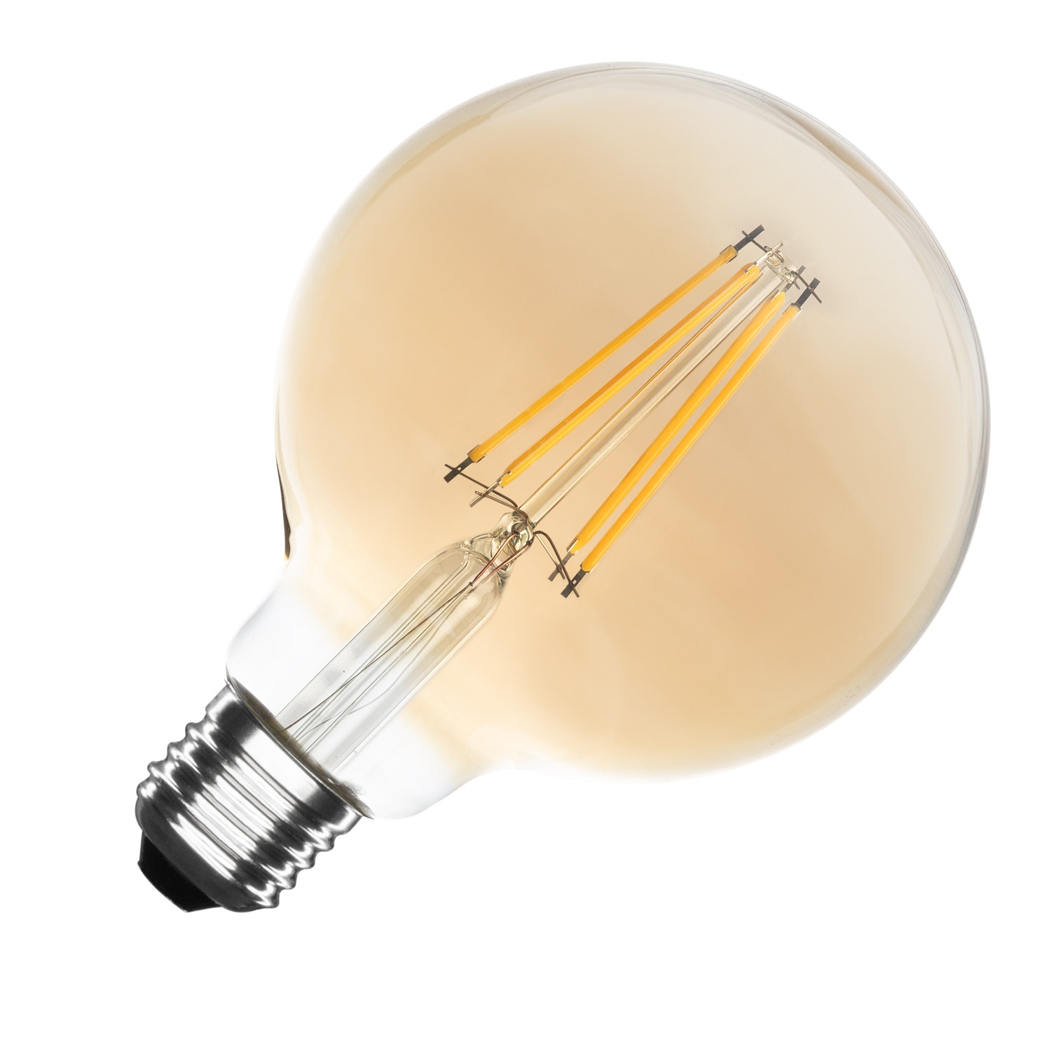 Ledkia Lampadina Filamento LED E27 8W 750 lm Regolabile G95 Gold No Flicker 2700K Bianco Caldo ...