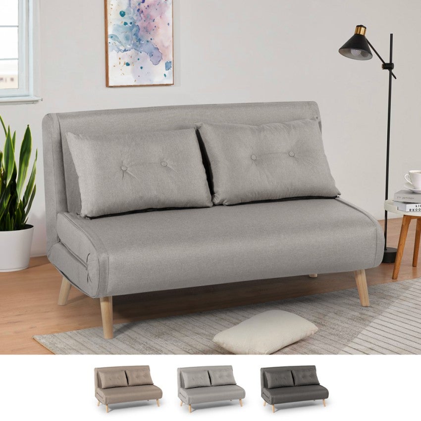 Canapé-lit 2 places style scandinave en velours Elettra - Gris | Leroy ...