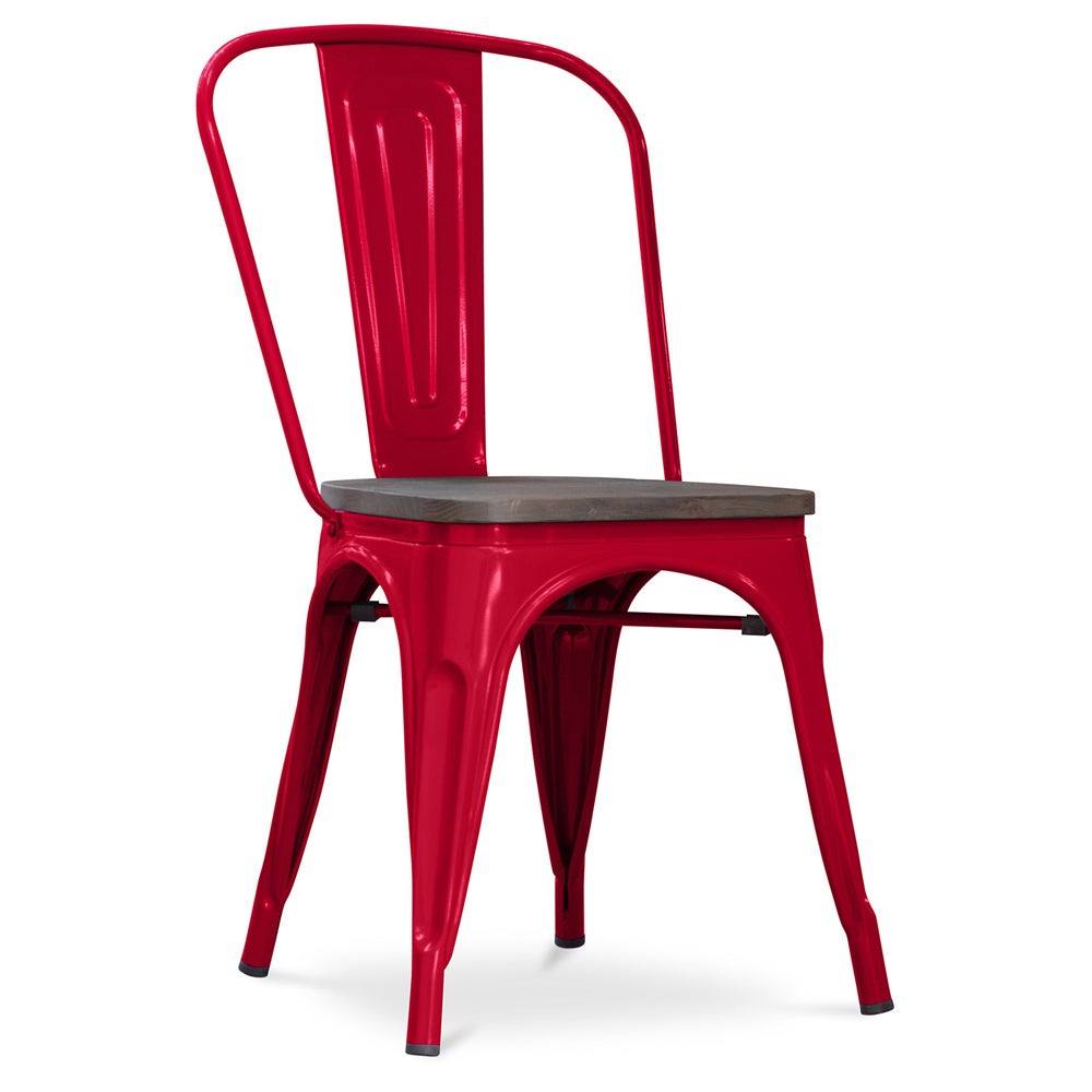 Chaise Bistrot Metalix Assise en bois Nouvelle édition - Métal Rouge ...