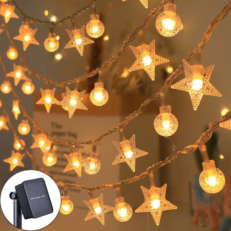 Déco Noël Solaire : Guirlande Fée Boule Étoile 12m 100 LEDs - Blanc ...