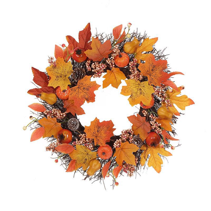 Corona de otoño de 40 cm - Hoja de arce de simulación - Corona colgante ...