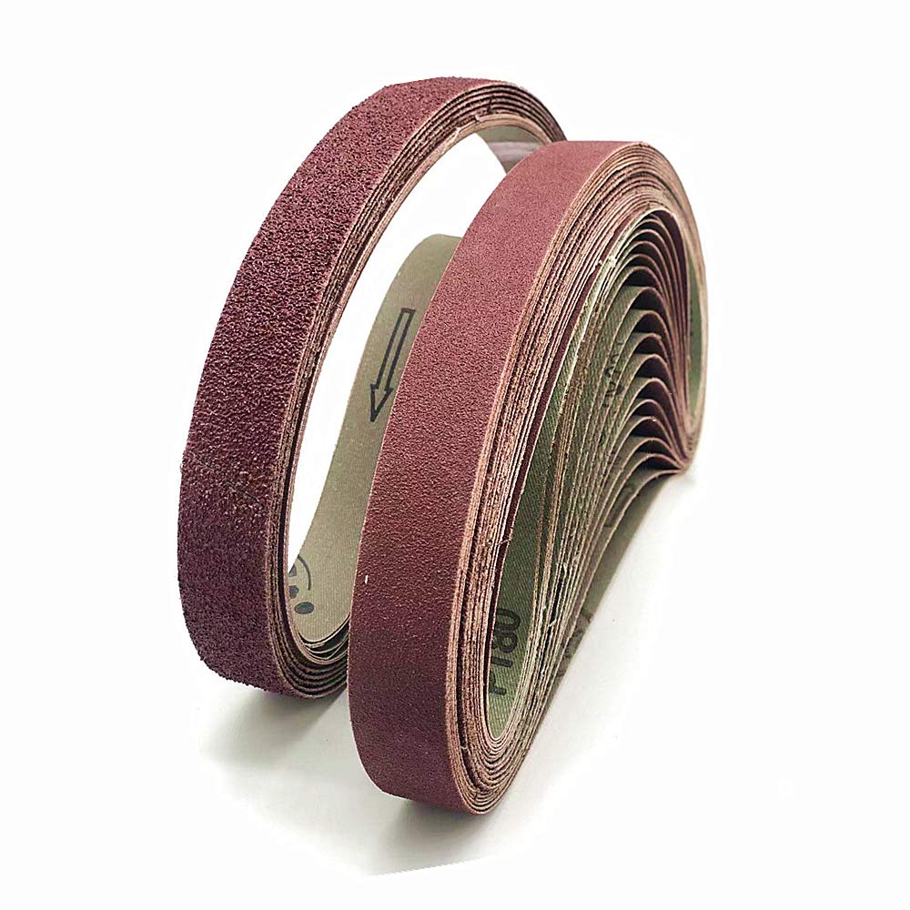 Juego de 30 bandas abrasivas de 25 x 762 mm, 5 granos mixtos (6 x 40/80 ...