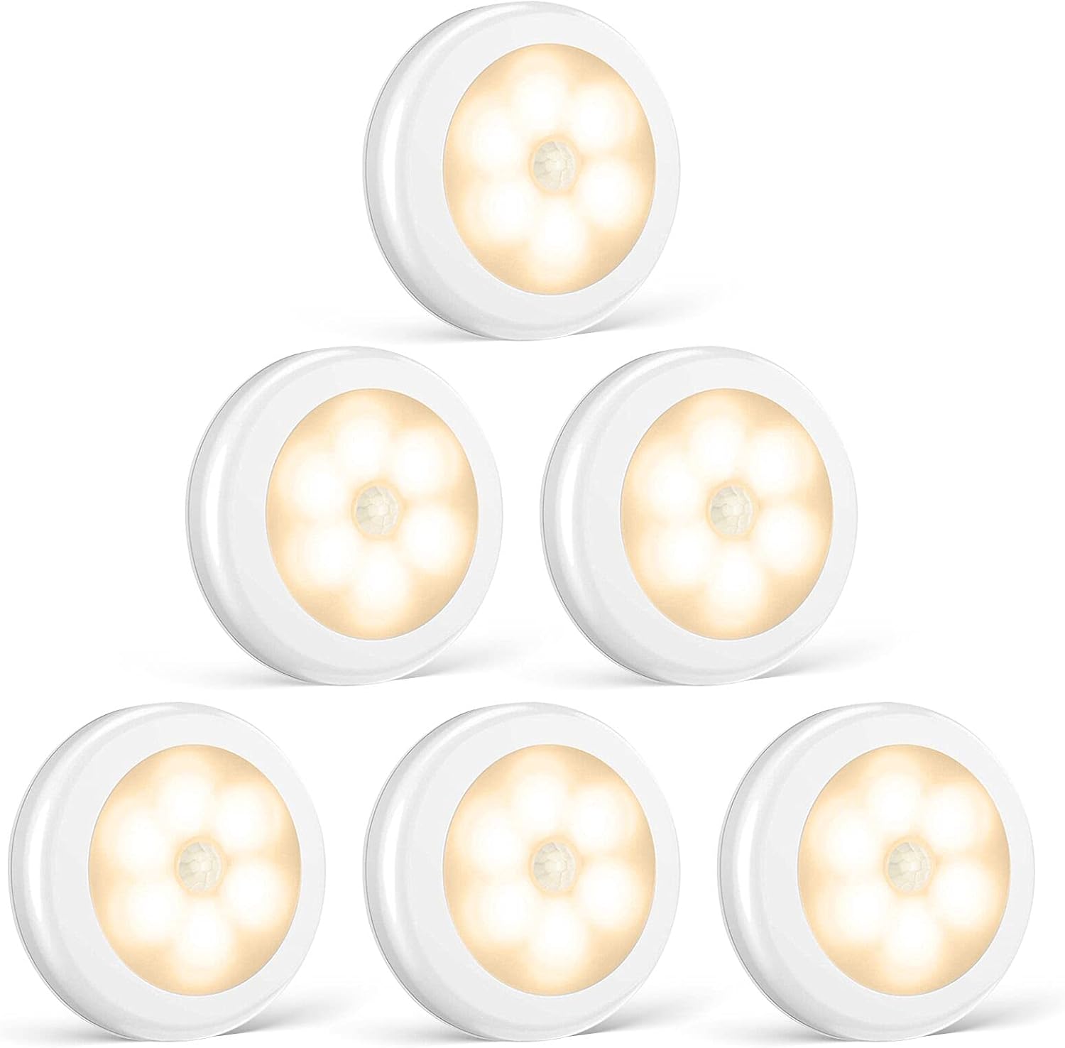 Lot de 6 lampes LED adhésives, lampes LED à détecteur de mouvement avec ...