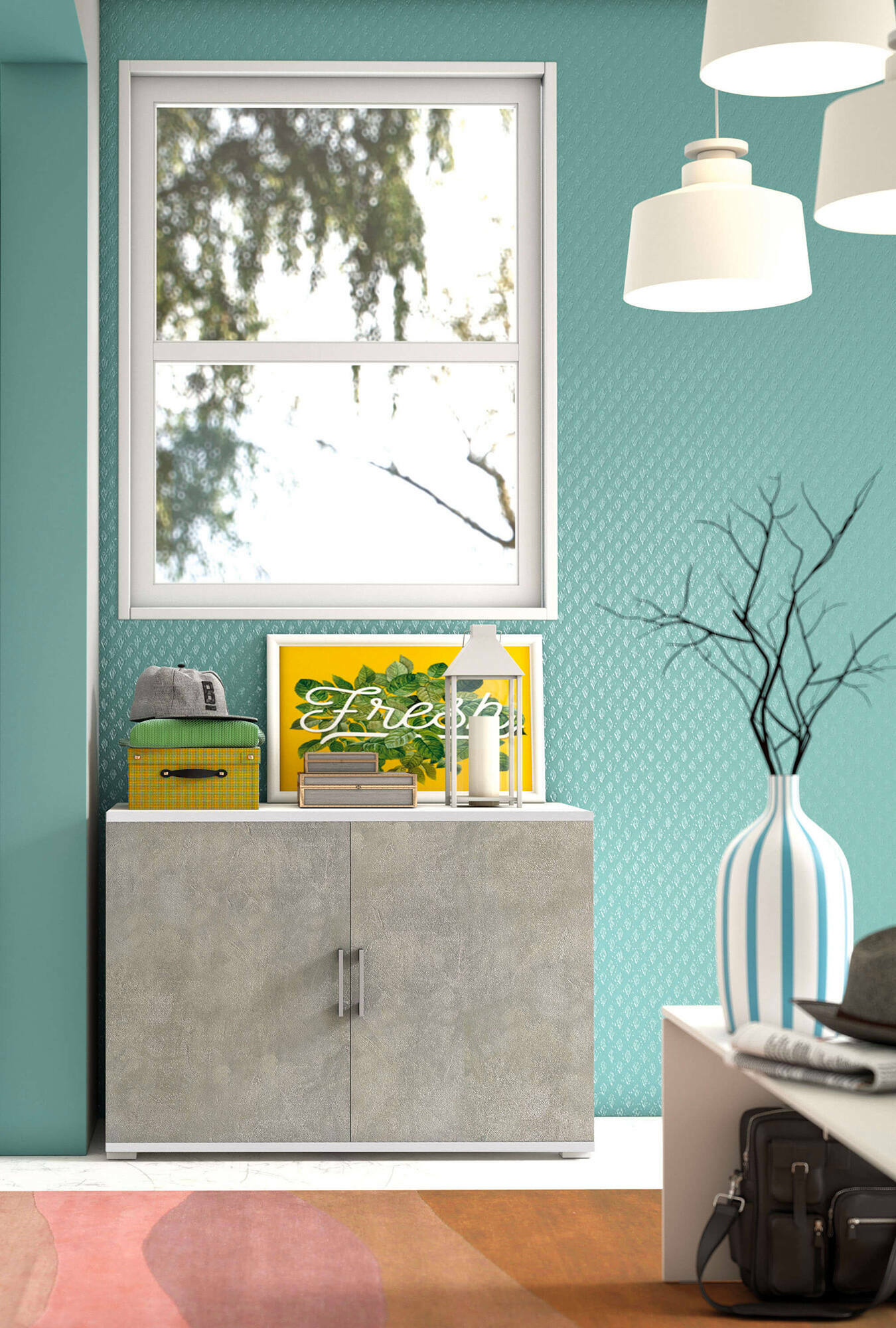 Armario Multiusos Bucaneve, Mueble lineal de 2 puertas batientes con ...