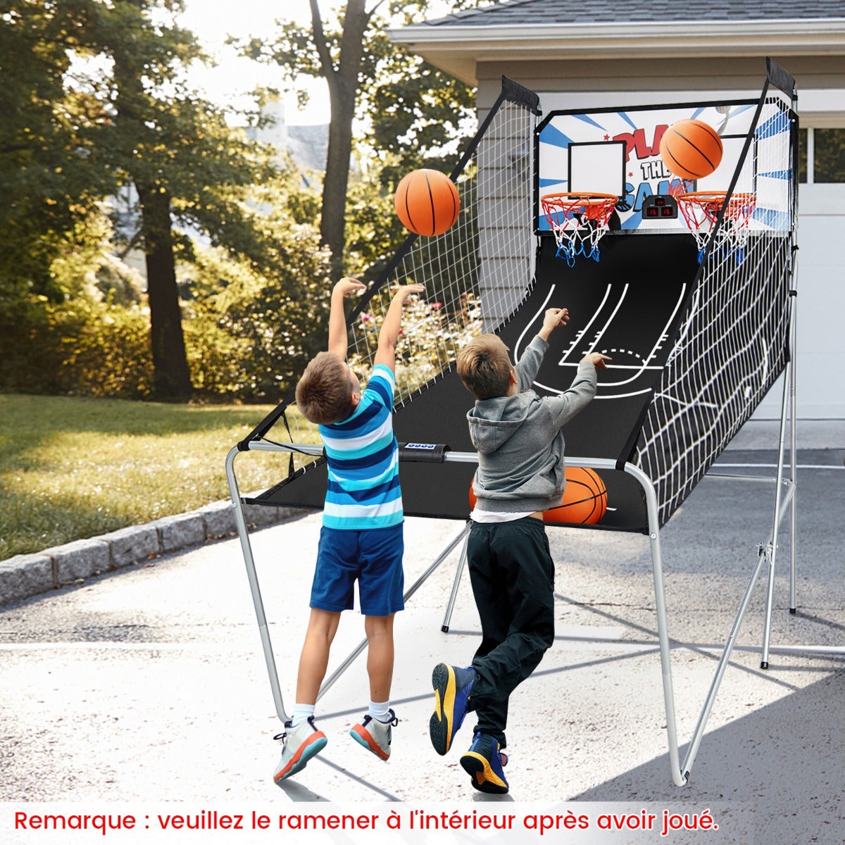 Panier de Basketball Pliable Double Panier 4 Balles Pompe Arcade 1 à 4 ...