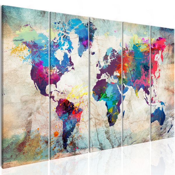 Tableau Cartes du monde World Map: Cracked Wall 225x90 cm | Leroy Merlin