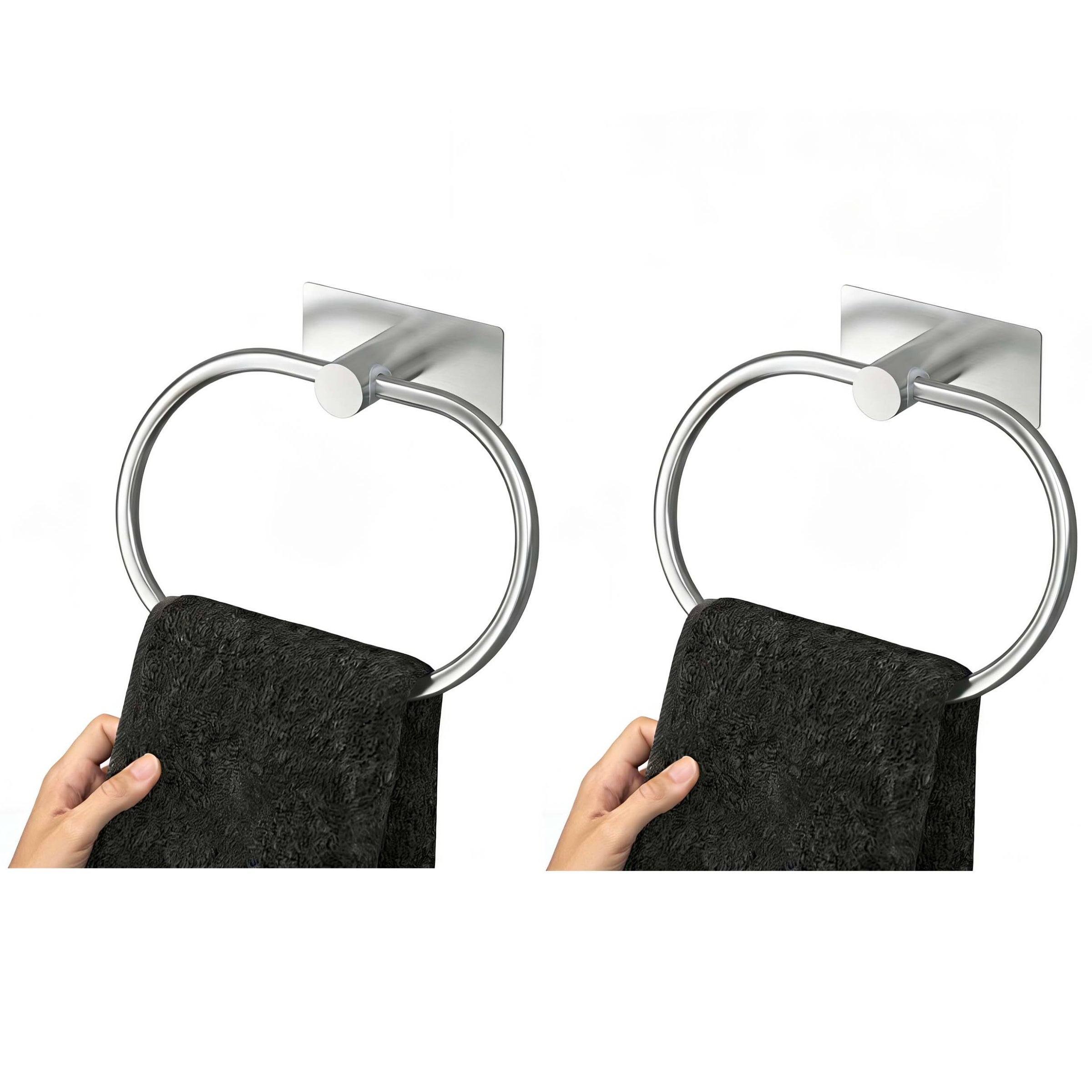 ZAEWRY anneau de serviette à fond carré elliptique argent, 180 ° porte ...