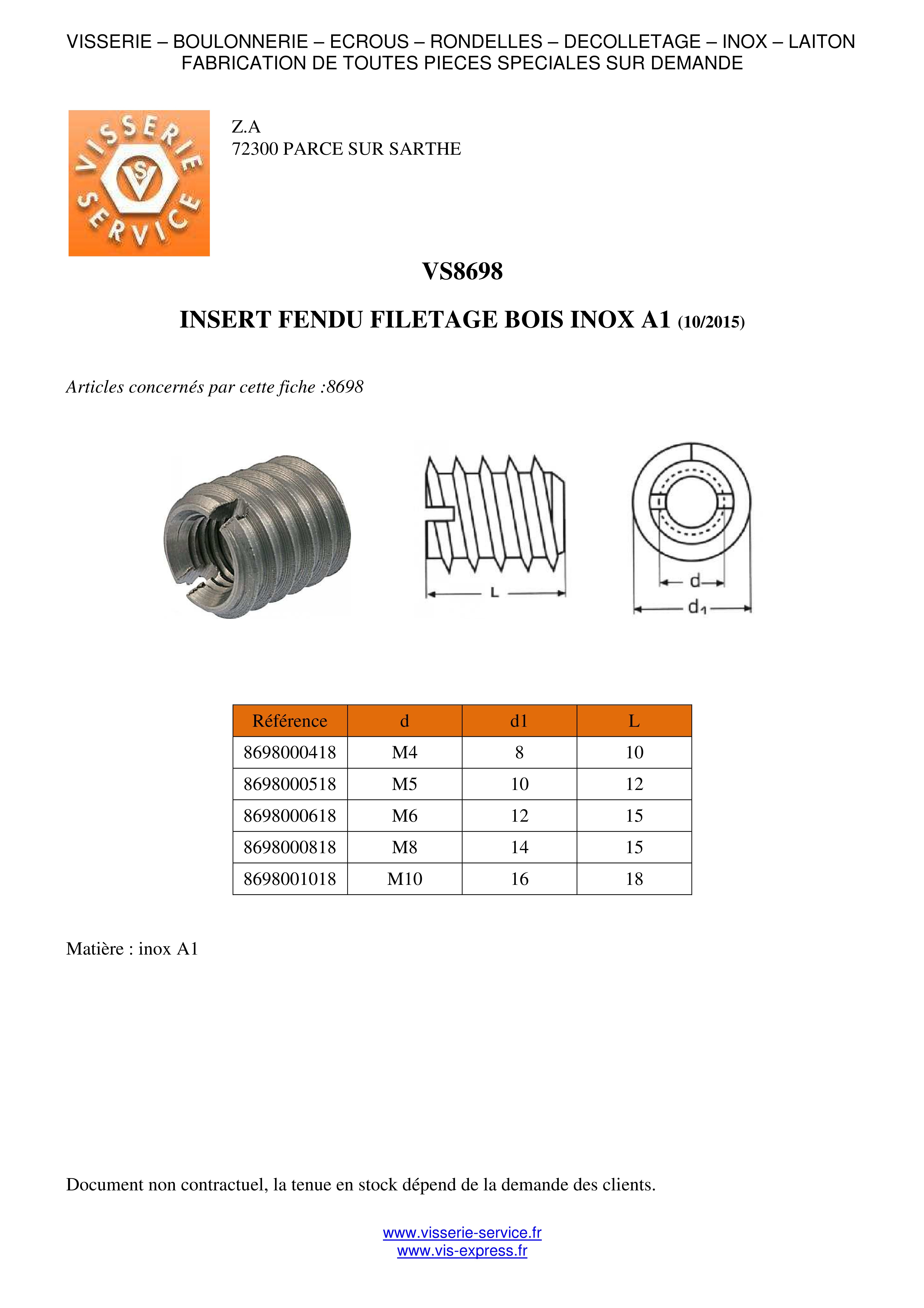 Insert Fendue Fileté Bois M10 16X18 Inox A1 | Leroy Merlin