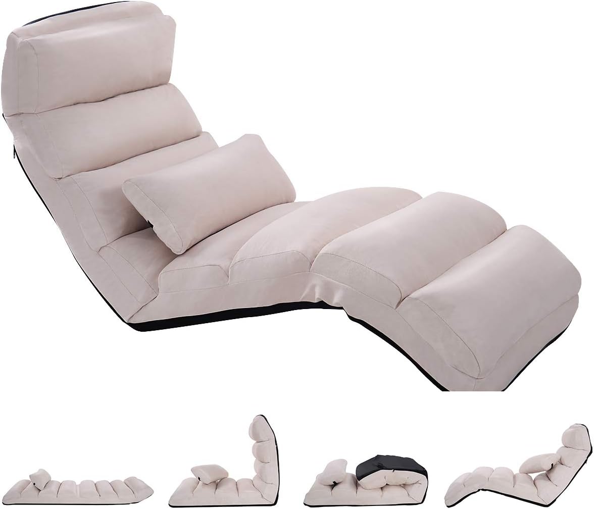 Fauteuil de Sol avec Dossier Inclinable Réglable sur 5 Niveaux, Cadre ...