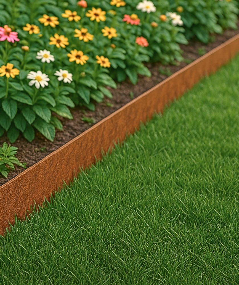 Bordure de Jardin Métal Acier Corten Brut 100x20cm épaisseur 1,5mm ...