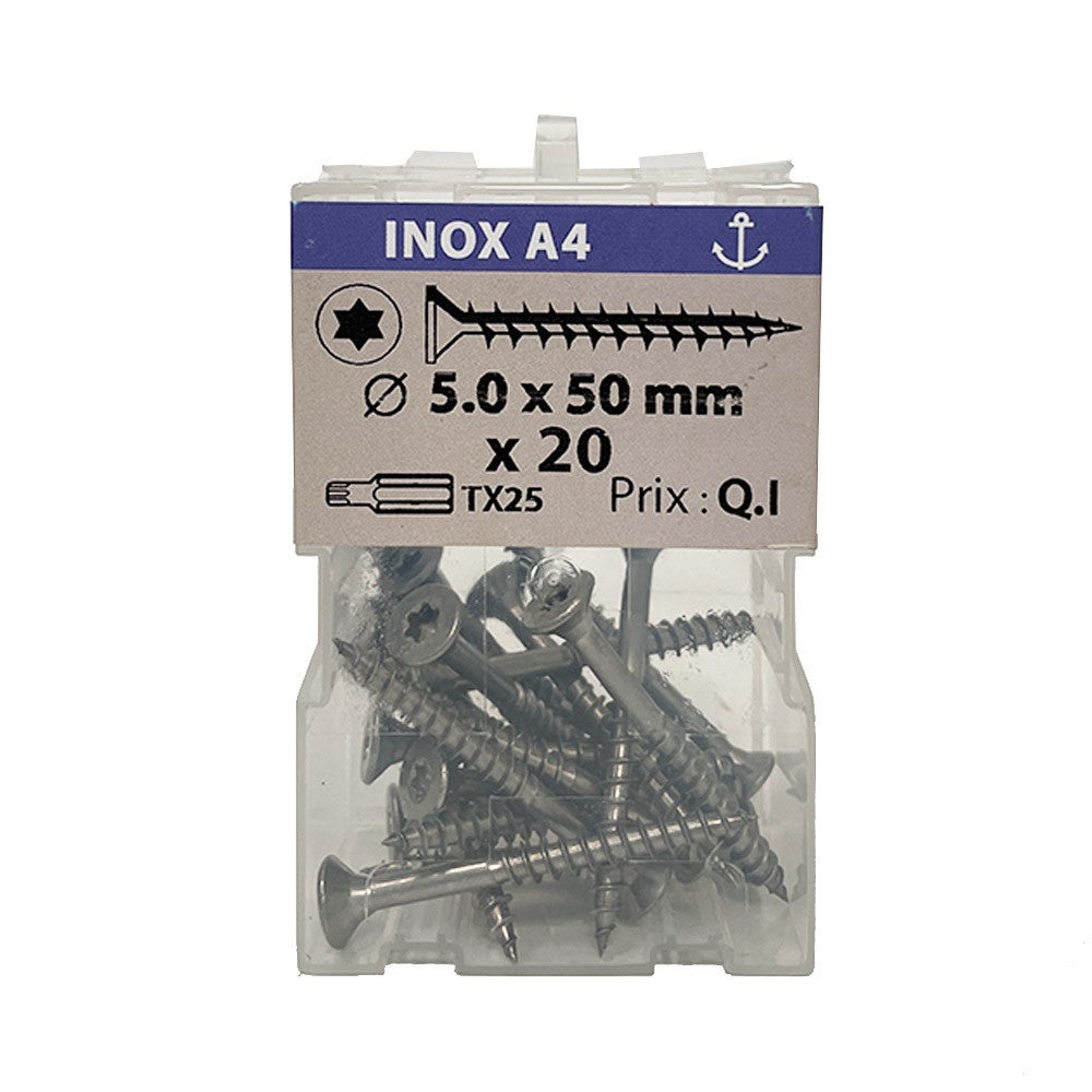 Boite 20 vis agglo 5 x 50mm tête fraisée Torx filetage partiel | Leroy ...