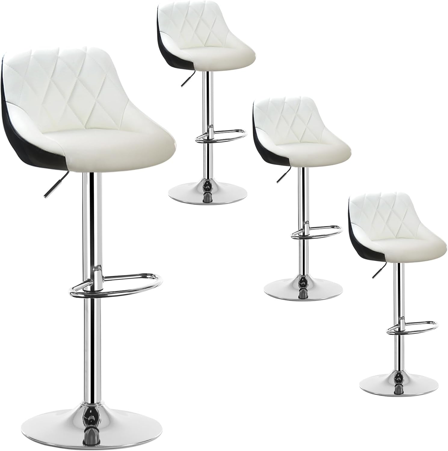 WOLTU 4x Tabourets de bar， design 2 couleurs， siege en cuir artificiel ...