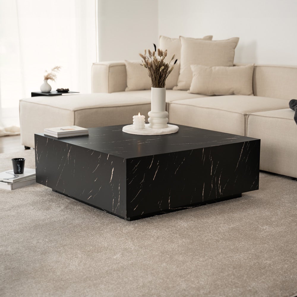 Table Basse En Mdf Home Deluxe Amiri Xl 95 X 95 Cm Noir Leroy Merlin