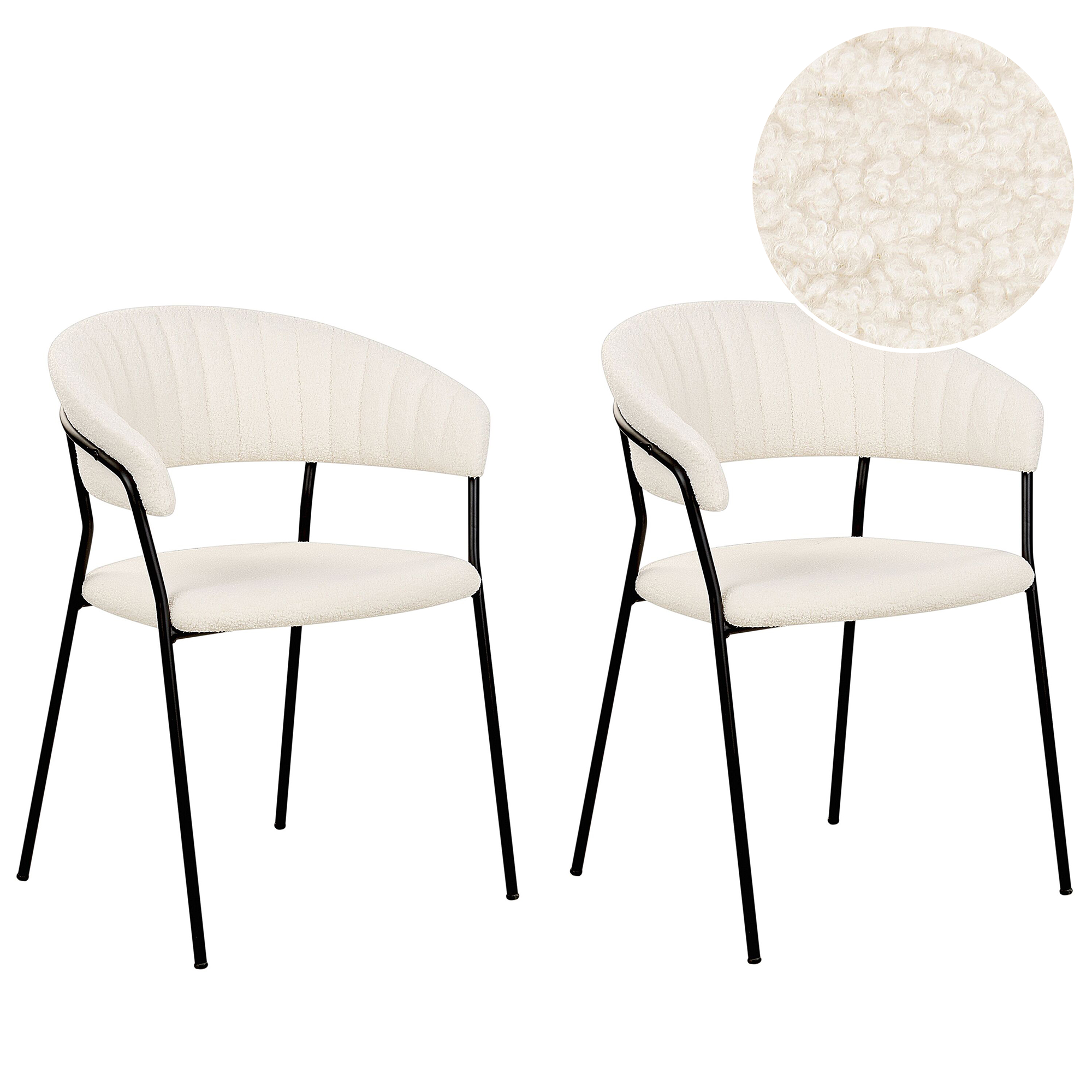 Lot de 2 chaises de salle à manger MARIPOSA Bouclé Blanc cassé | Leroy ...