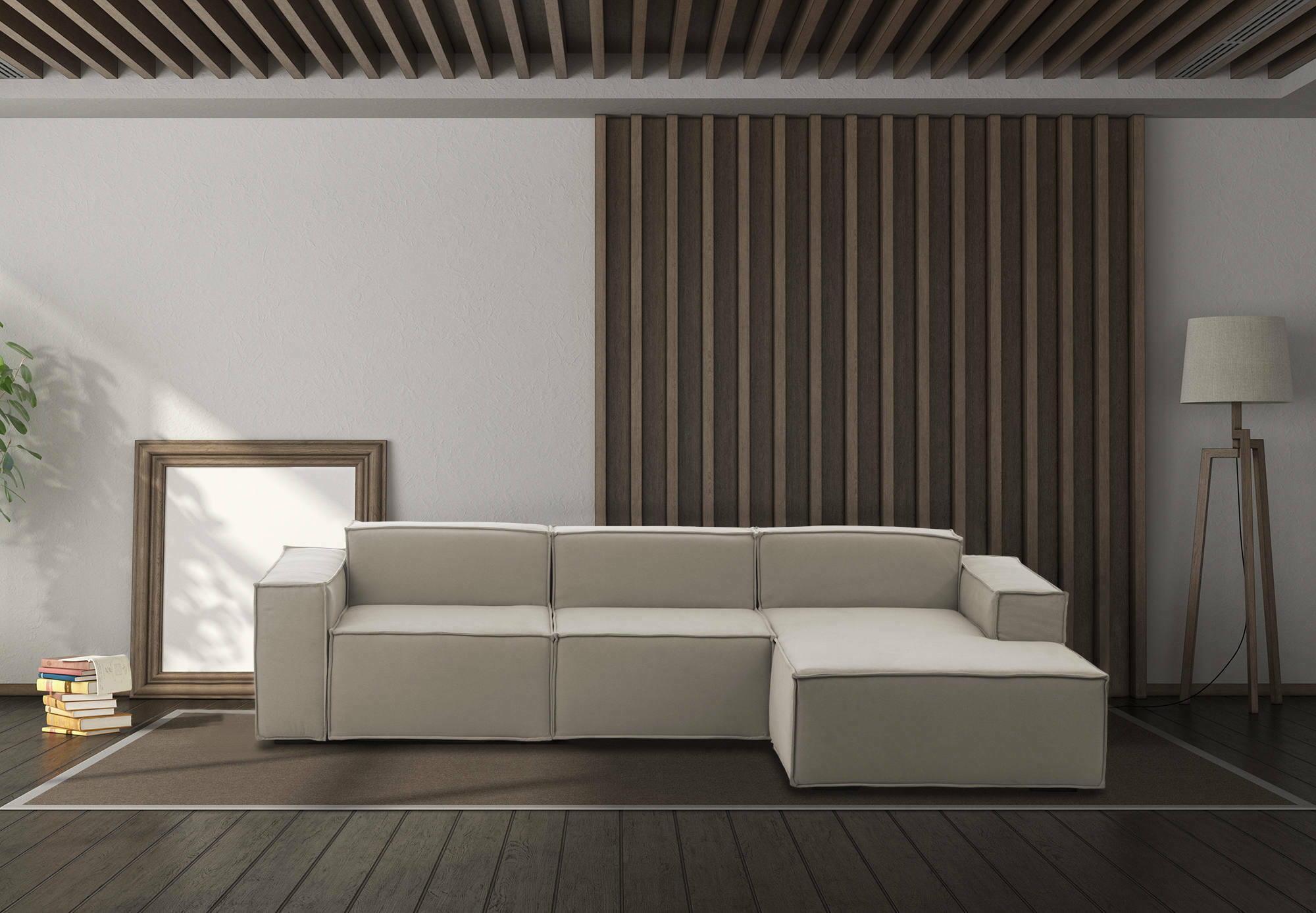 Canapé d'angle Giovanna, Canapé modulable avec péninsule droite, Canapé ...