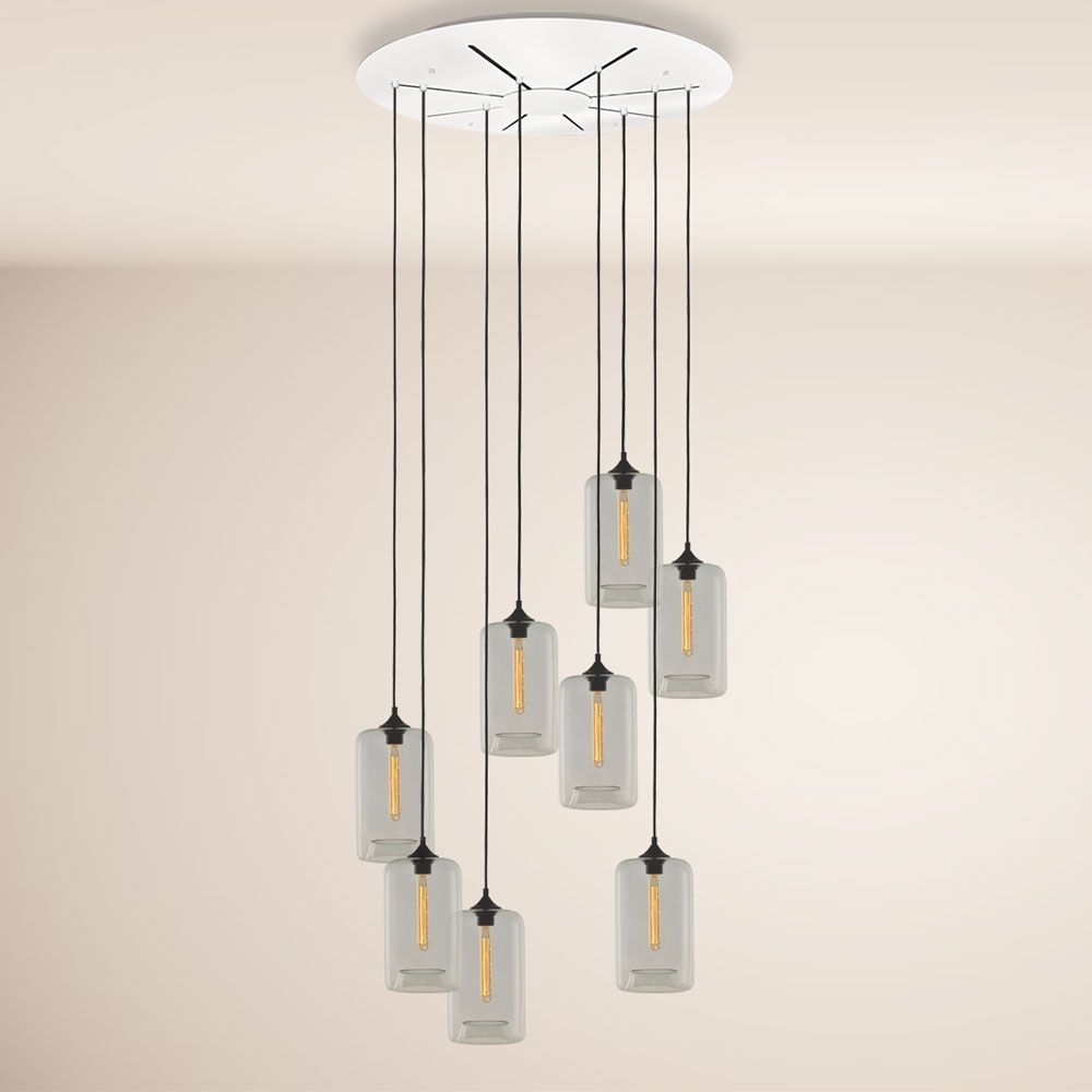 S.luce - Cruet XL Lámpara colgante múltiple, vidrio grande, 8 luces ...