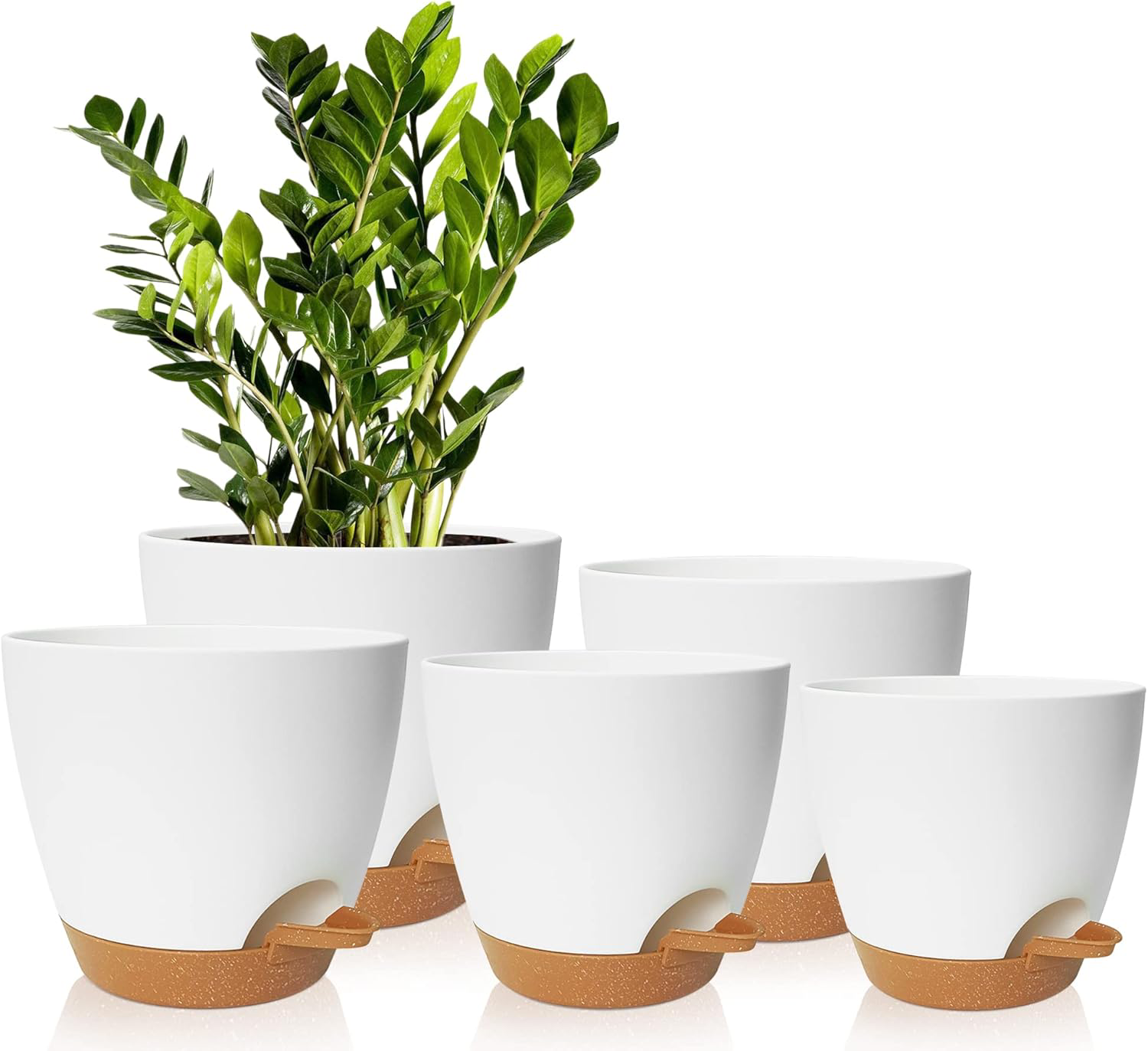 Lot de 5 pots de fleurs en plastique, diamètre 12,7/14/15/16,5/17,7 cm ...