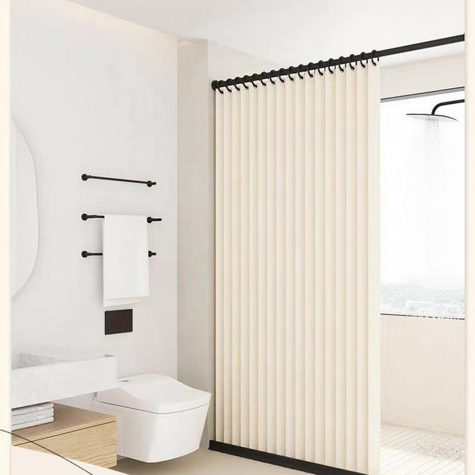 Cortina de ducha plegable, gruesa, impermeable, con cierre magnético ...