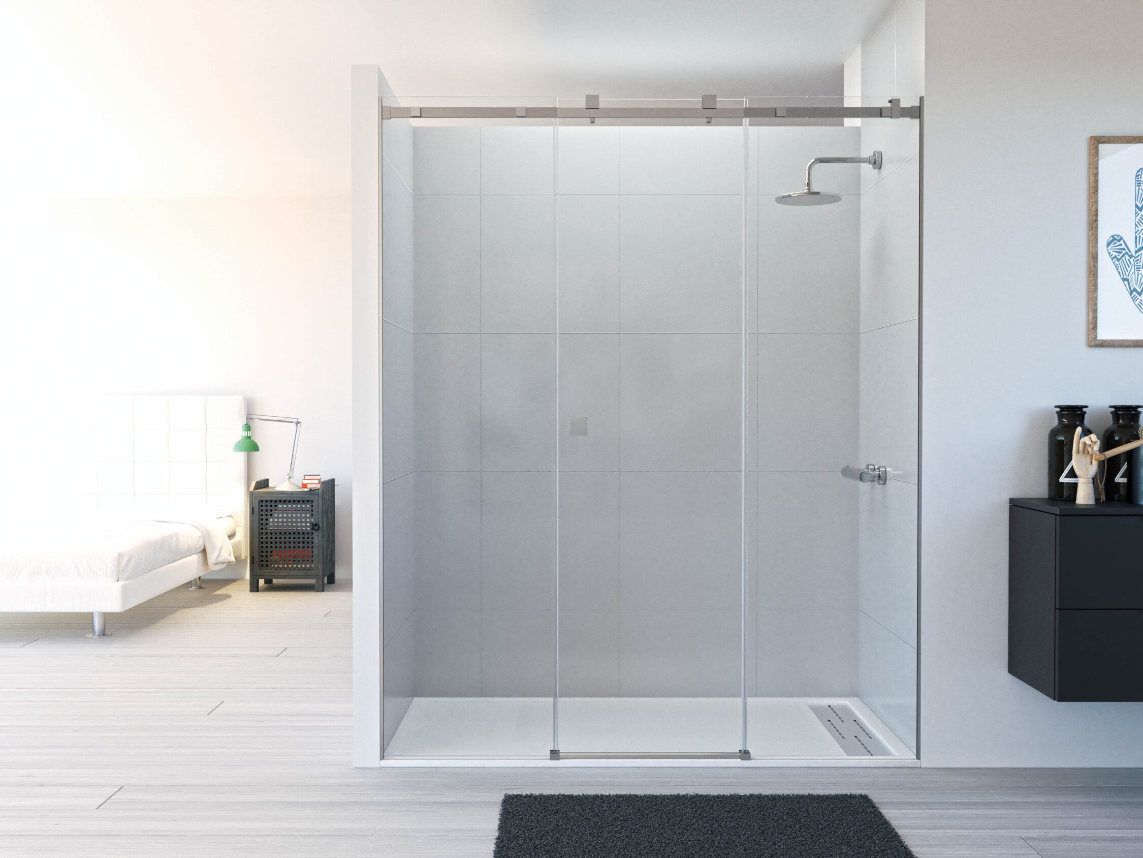 Mampara Acero Inoxidable. Mampara Corredera. Alto 200 cm. Cristal 6mm ...