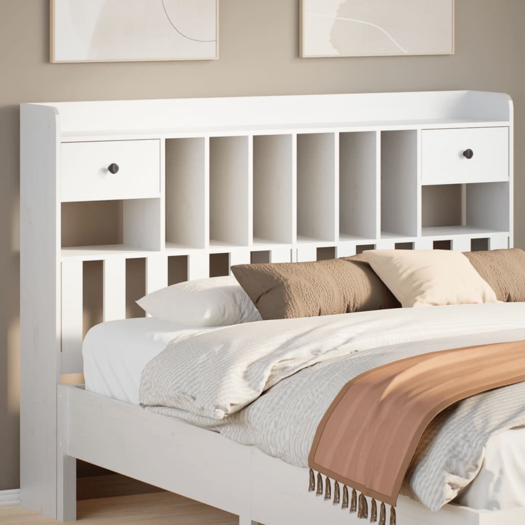 Tête de lit avec rangement blanc 160 cm bois massif de pin | Leroy Merlin