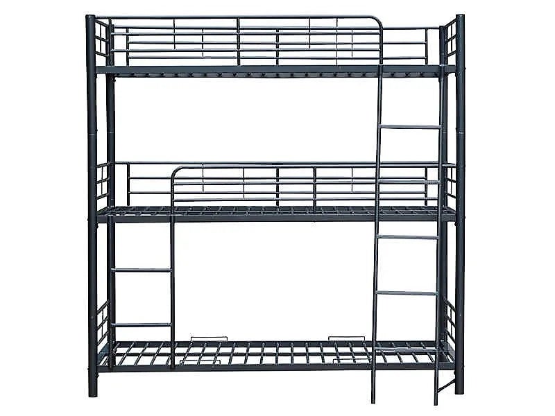 Lit superposé en métal TRIPLE 3 couchages 90x190 cm Noir | Leroy Merlin