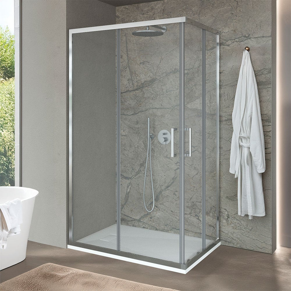 Cabine de douche double coulissante 120x120 h 200 transparente Ted ...