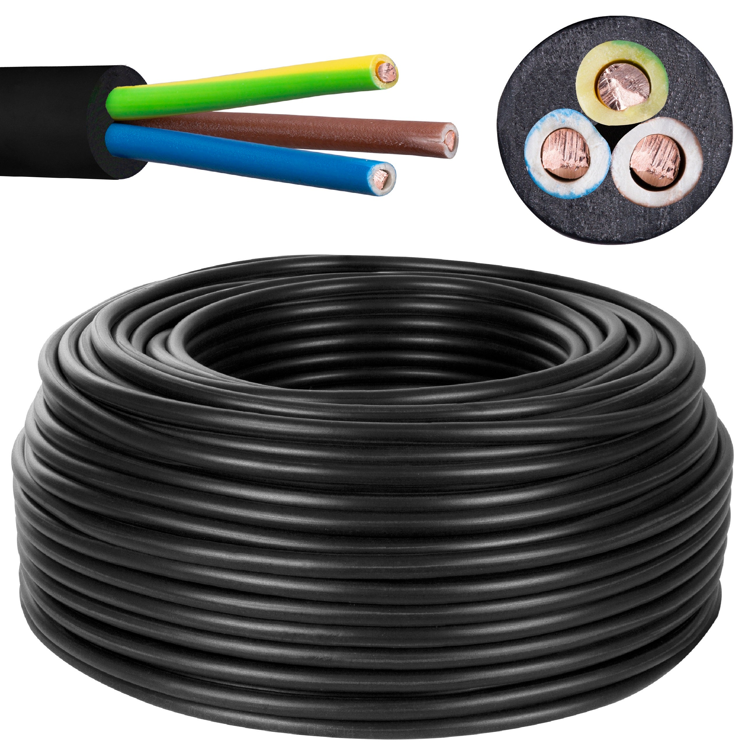 Kabel przewód ziemny YKY 3x2,5 3x2,5mm2 0,6/1kV miedziany do ziemi NKT ...