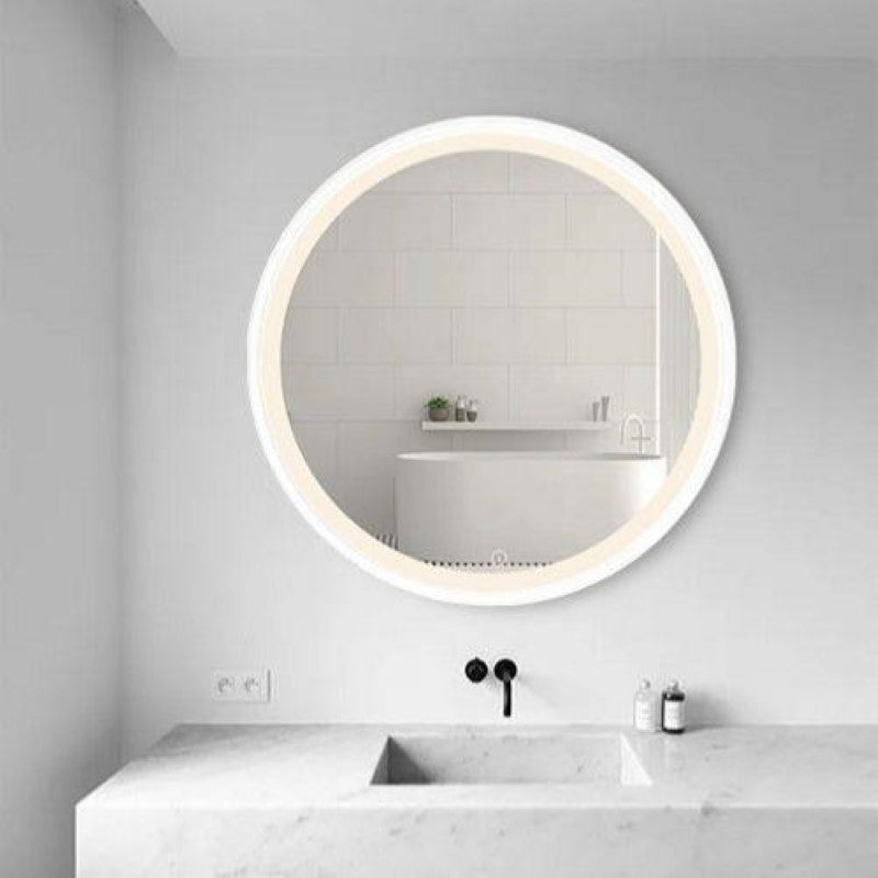 Miroir LED Rond 32W 58cm avec Interrupteur Tactile Cadre Blanc pour ...