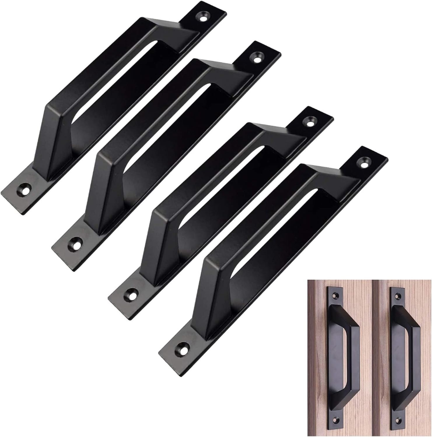 Manija de puerta corrediza de granero de acero al carbono, 4 Uds ...