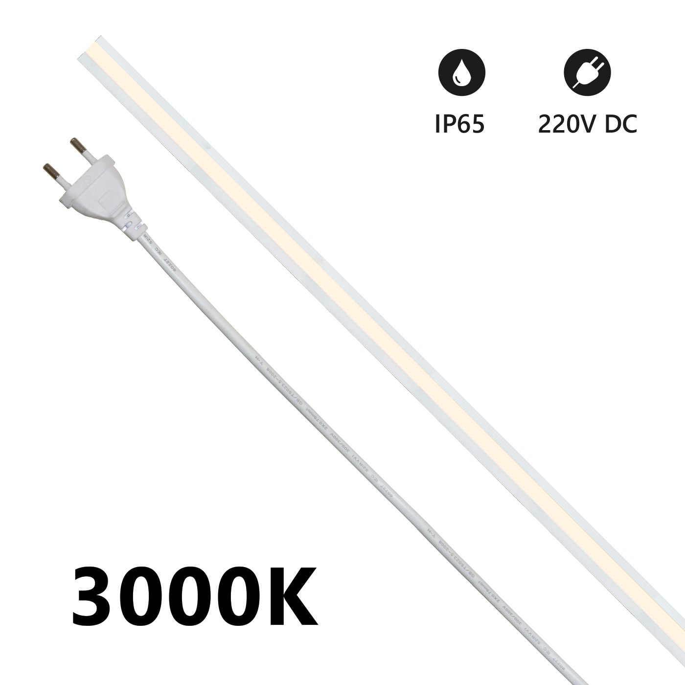 Bande LED couleur unique COB Milky IP65 20m 14W/MT 220V 3000K | Leroy ...