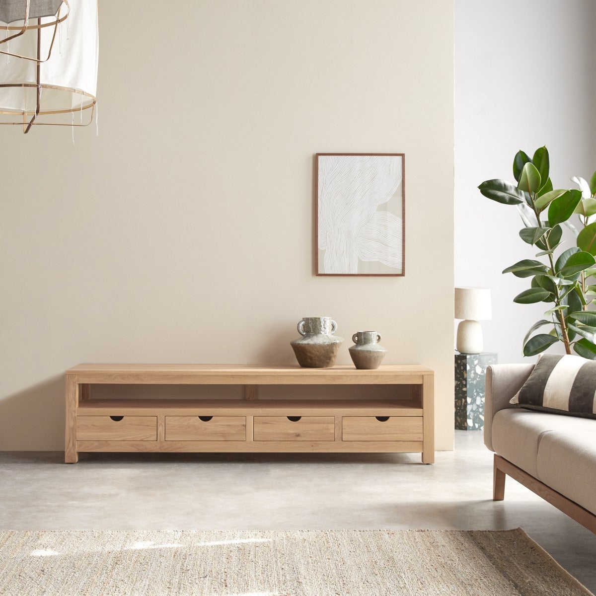 Tikamoon Meuble TV en chêne massif 200 cm Oliver | Leroy Merlin