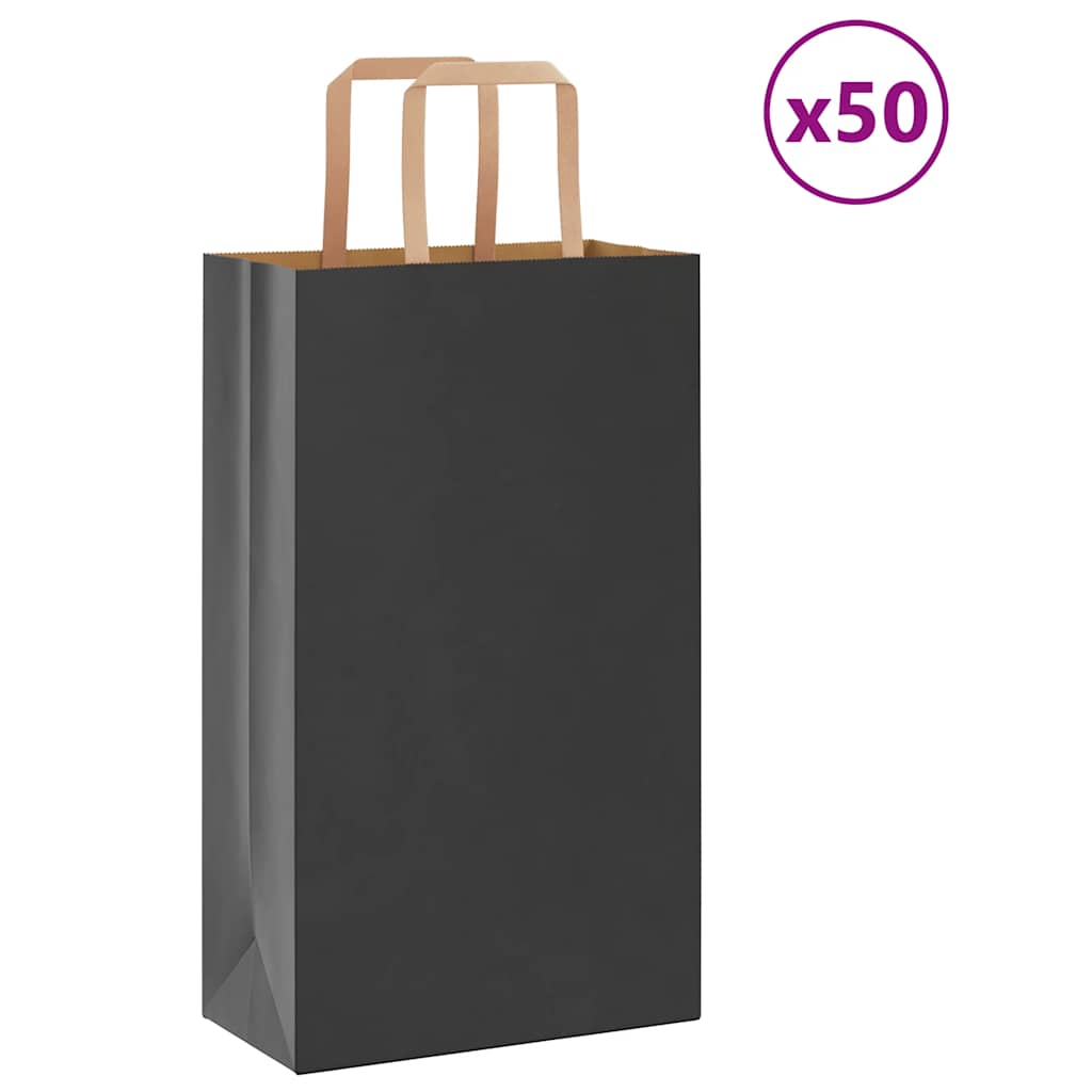 Sacs en papier kraft 50 pcs，Sacs kraft avec poignées noir 21x11x36 cm ...