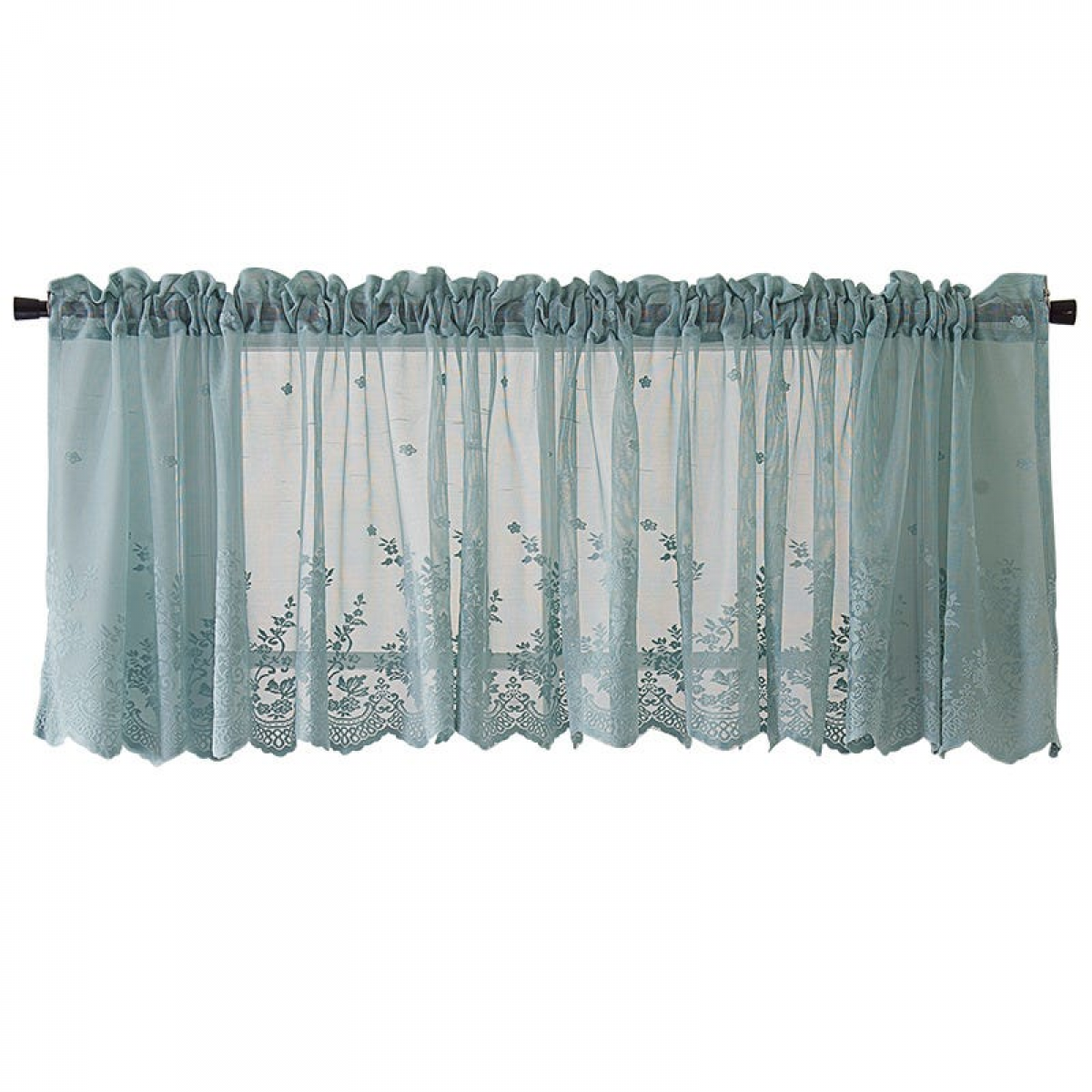 1 cortina de tul jacquard, estilo rústico, color azul (137 cm de ancho ...