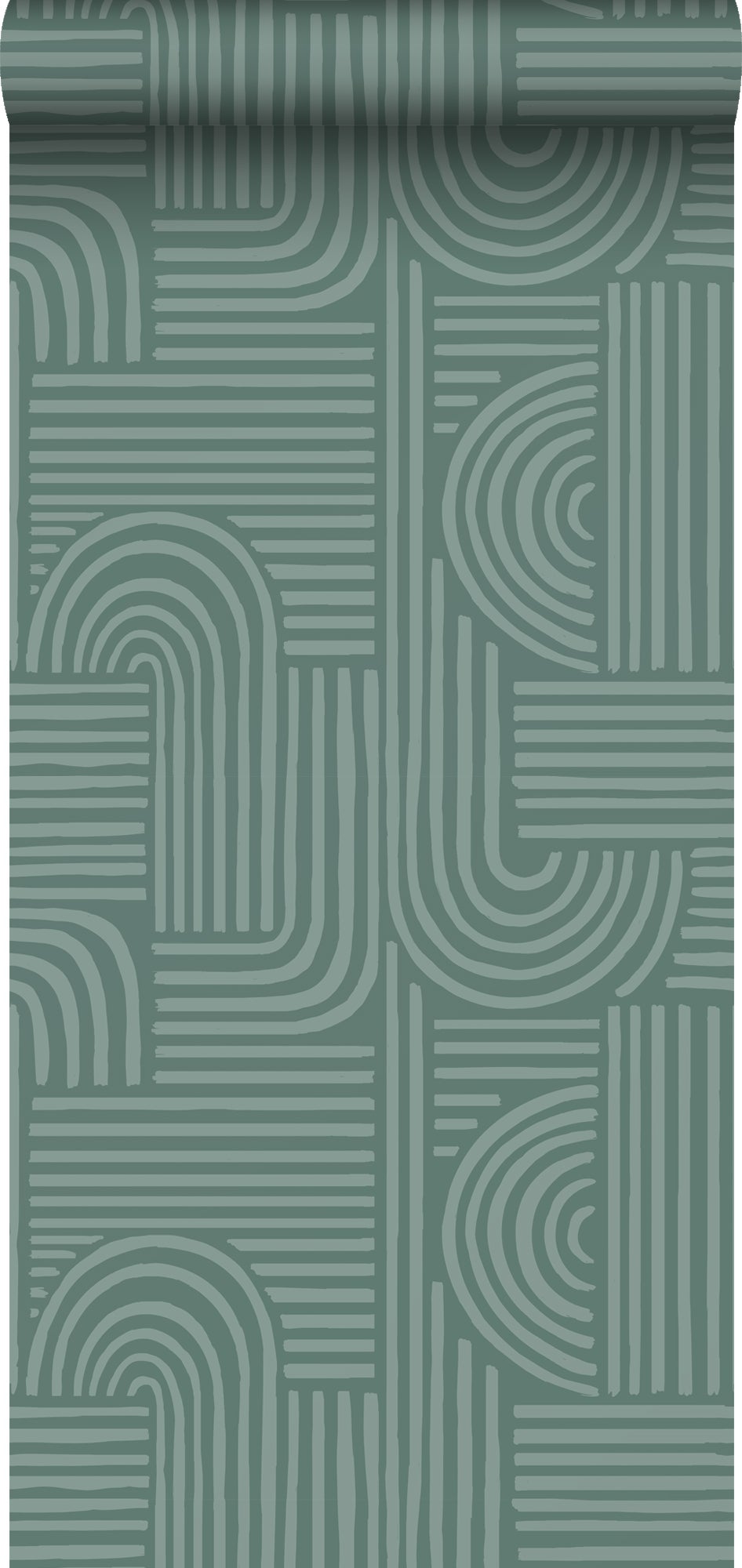 Papier Peint intissé impression ultra mat graphique 3D vert pétrole ...