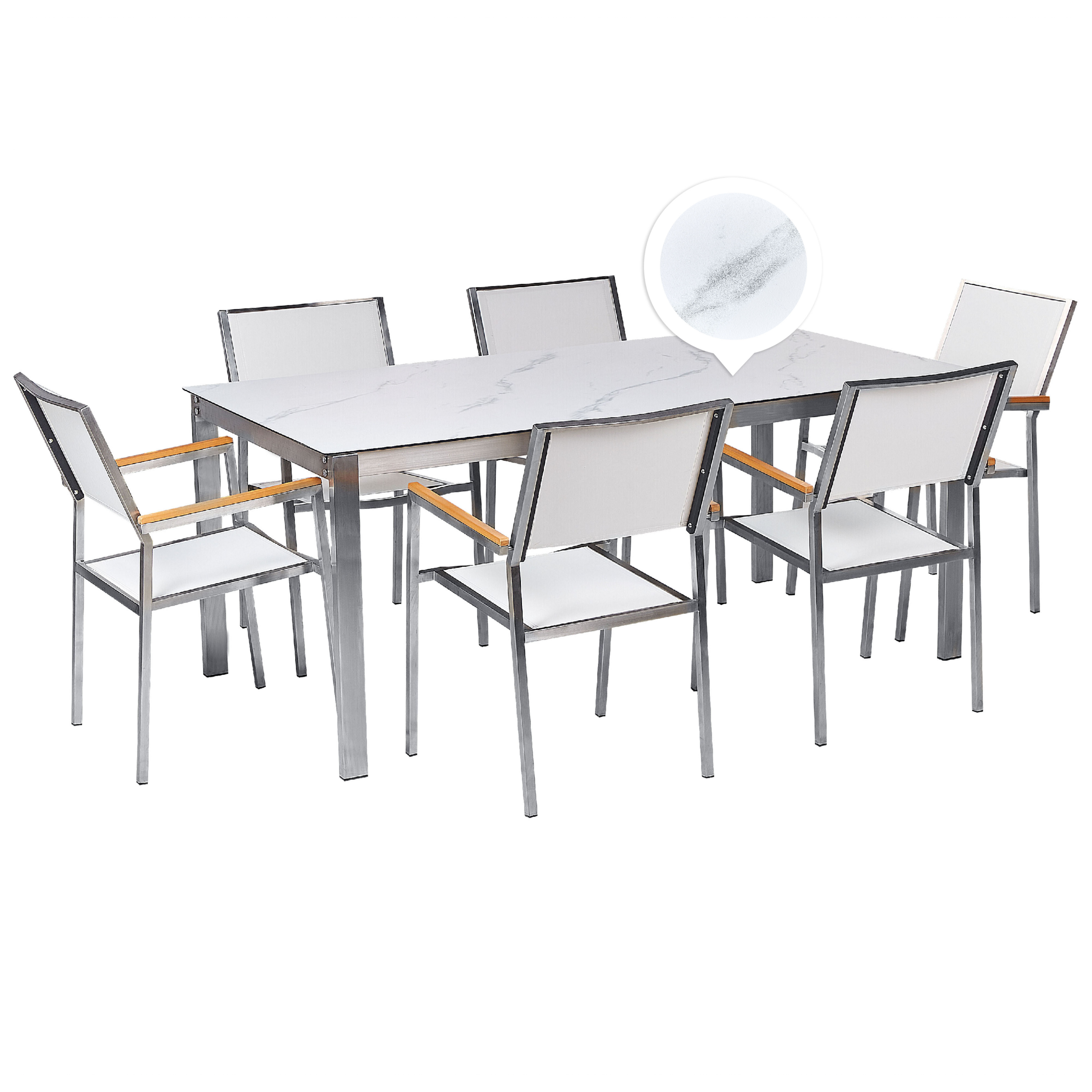 Ensemble de jardin COSOLETO/GROSSETO 6 Personnes Marbre blanc | Leroy ...