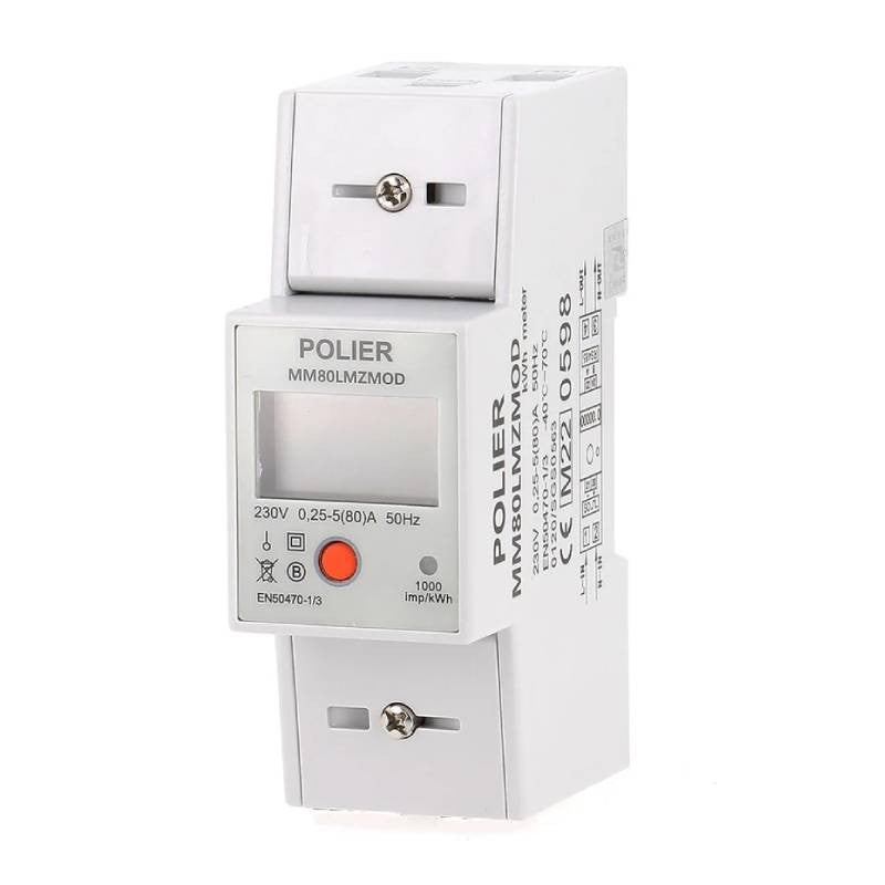 Compteur électrique modulaire Polier - Monophasé - 80A - MID - Modbus ...