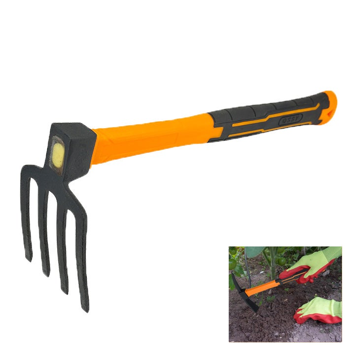 Râteau de jardin de 47,5 cm avec bêche à 4 dents, outil de jardinage ...