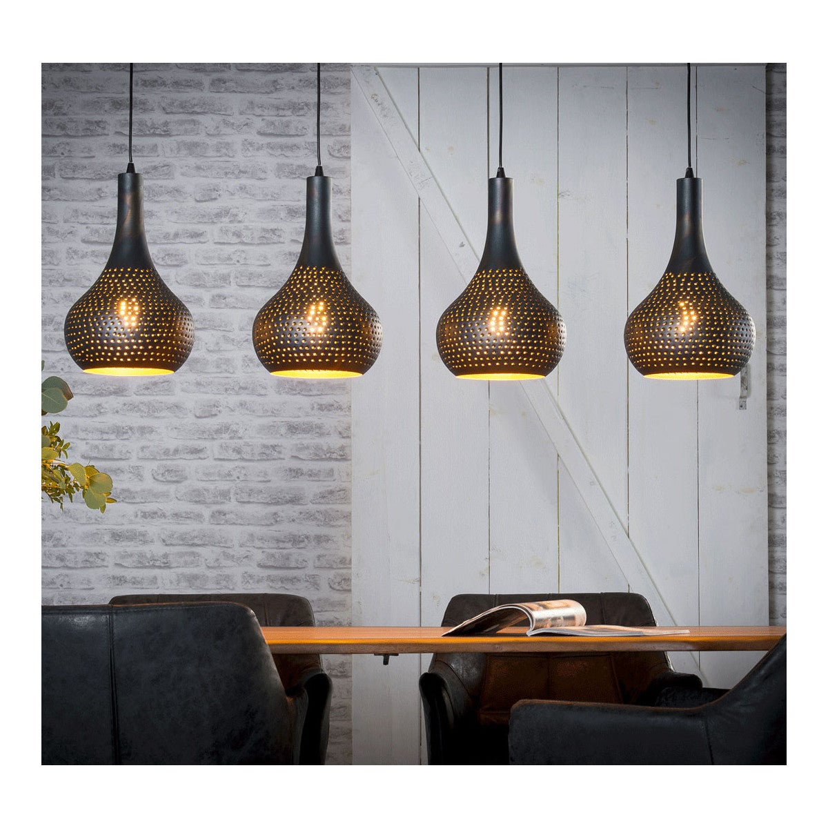 Lustre industriel en métal brun 4 lampes Julie | Leroy Merlin