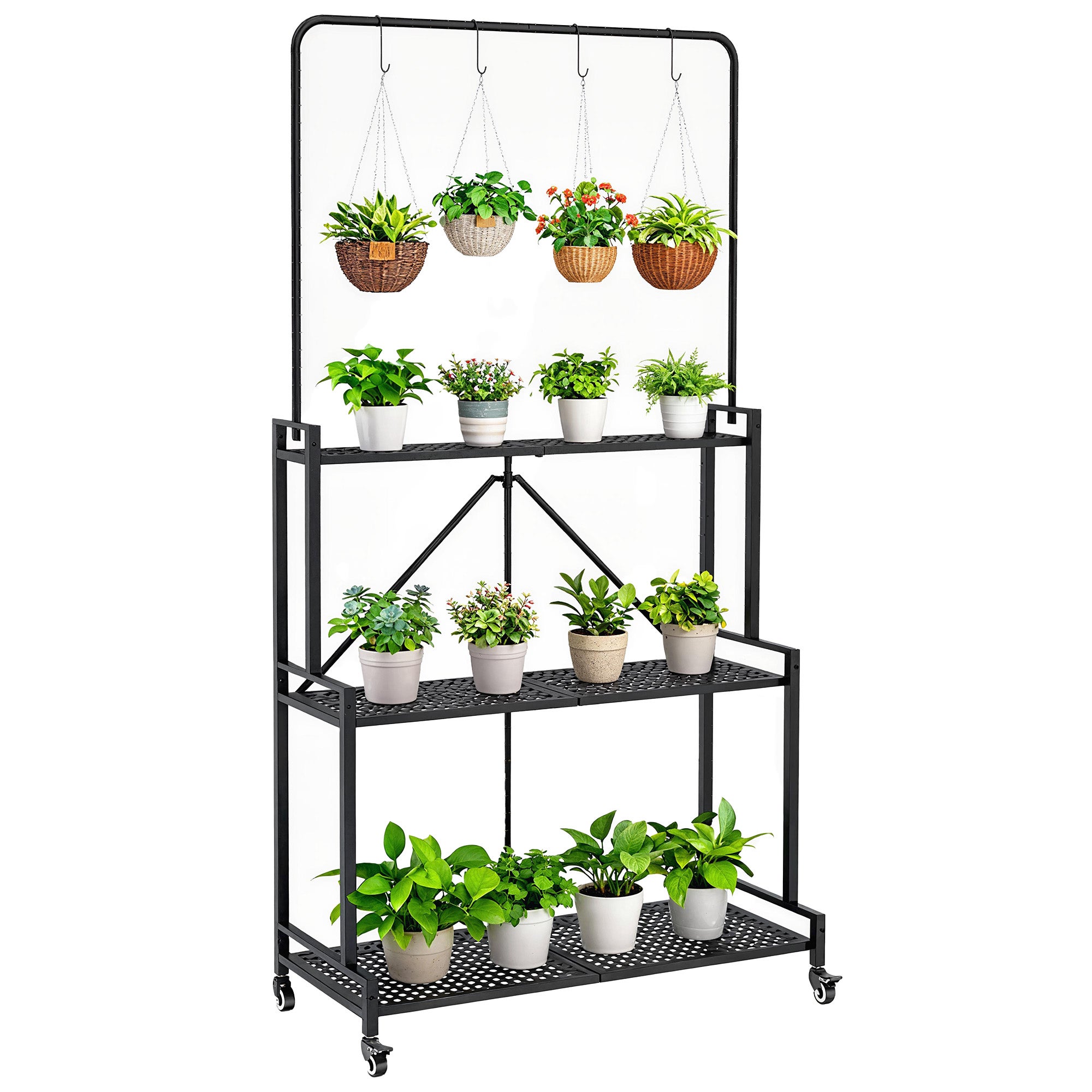 Support pour Plantes à 3 Niveaux avec Roulettes. Étagère à Fleurs ...