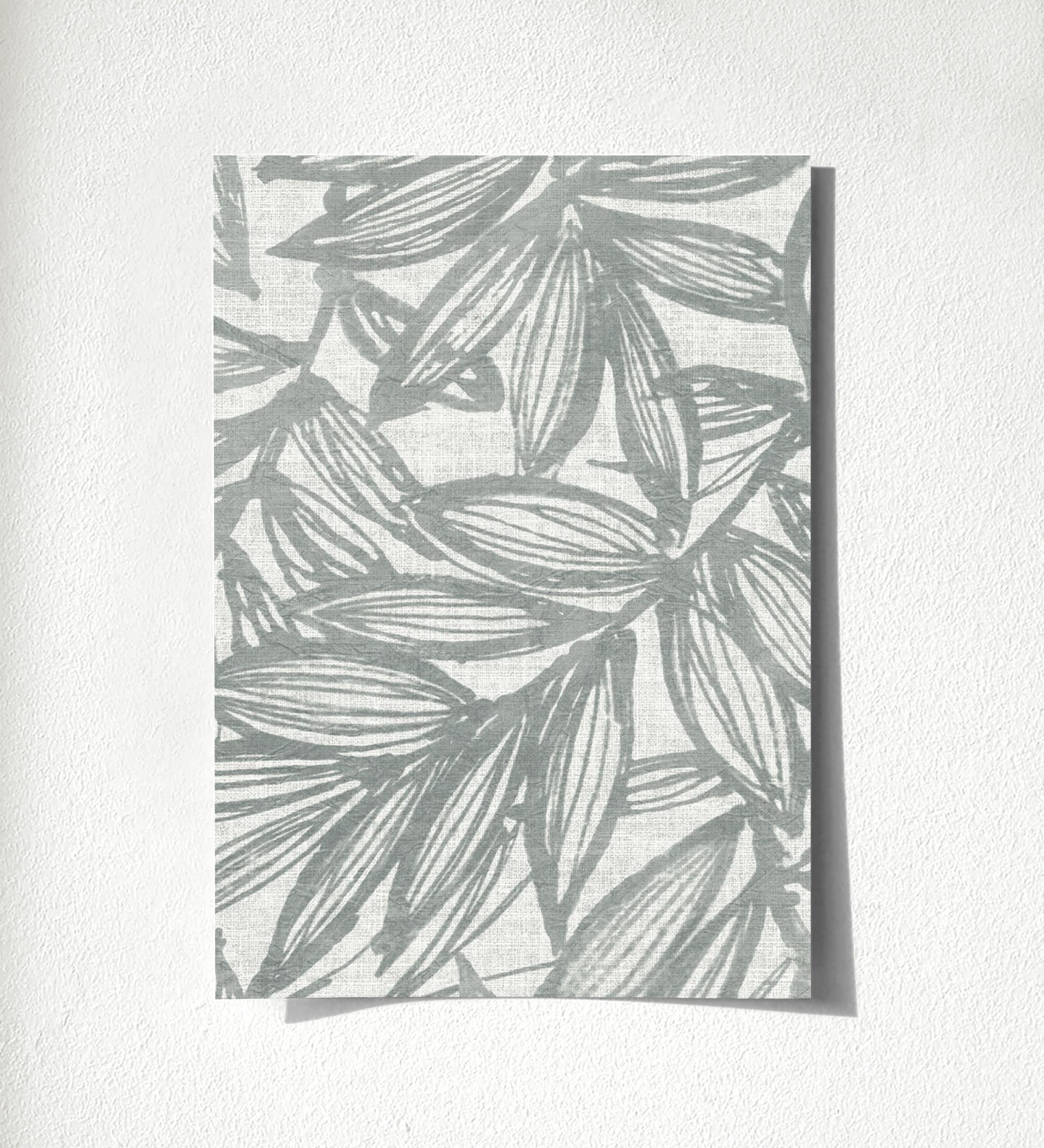 Échantillon DIN A4 de Papier peint design avec feuilles gris verdâtre ...