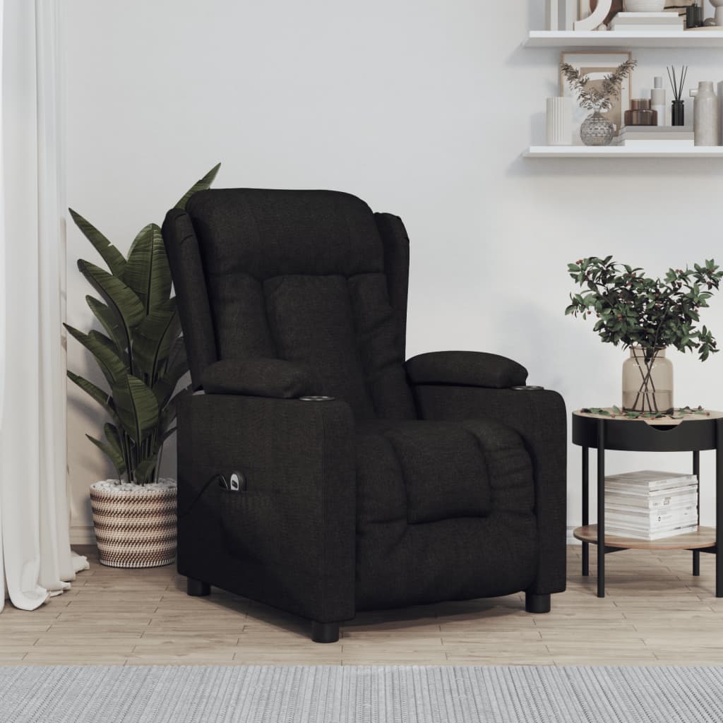 Sillón reclinable eléctrico de tela negra | Leroy Merlin